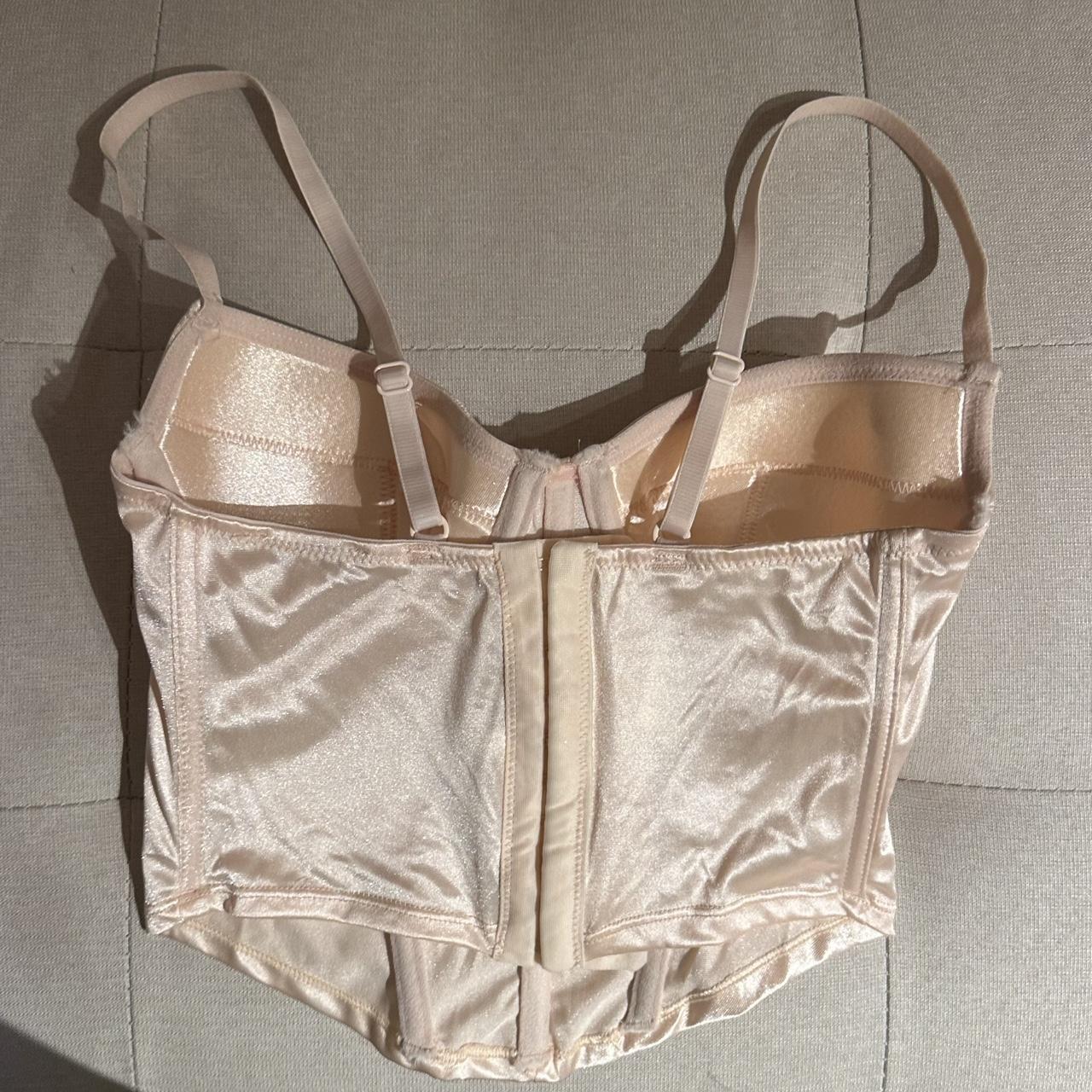 cutest satin pink corset top never worn as too small... - Depop
