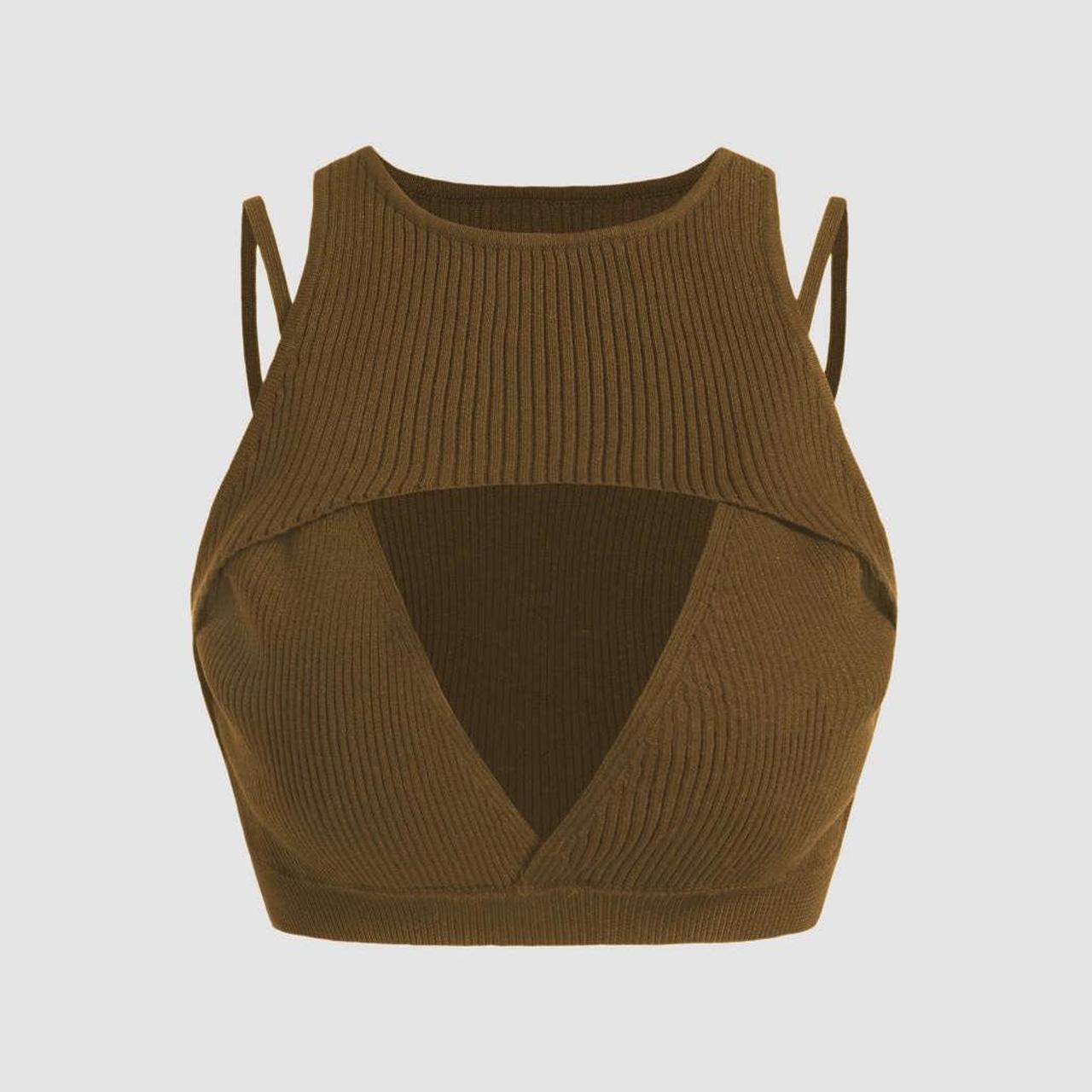 Cider keyhole tank top knitted khaki - size M -... - Depop