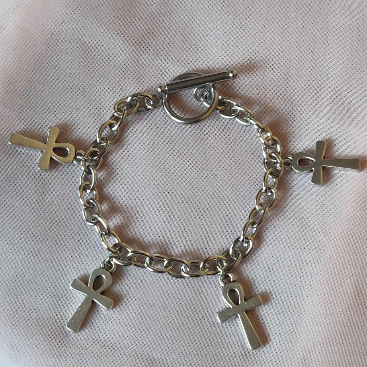 Ankh Charm Chain Bracelet Made with stainless... - Depop