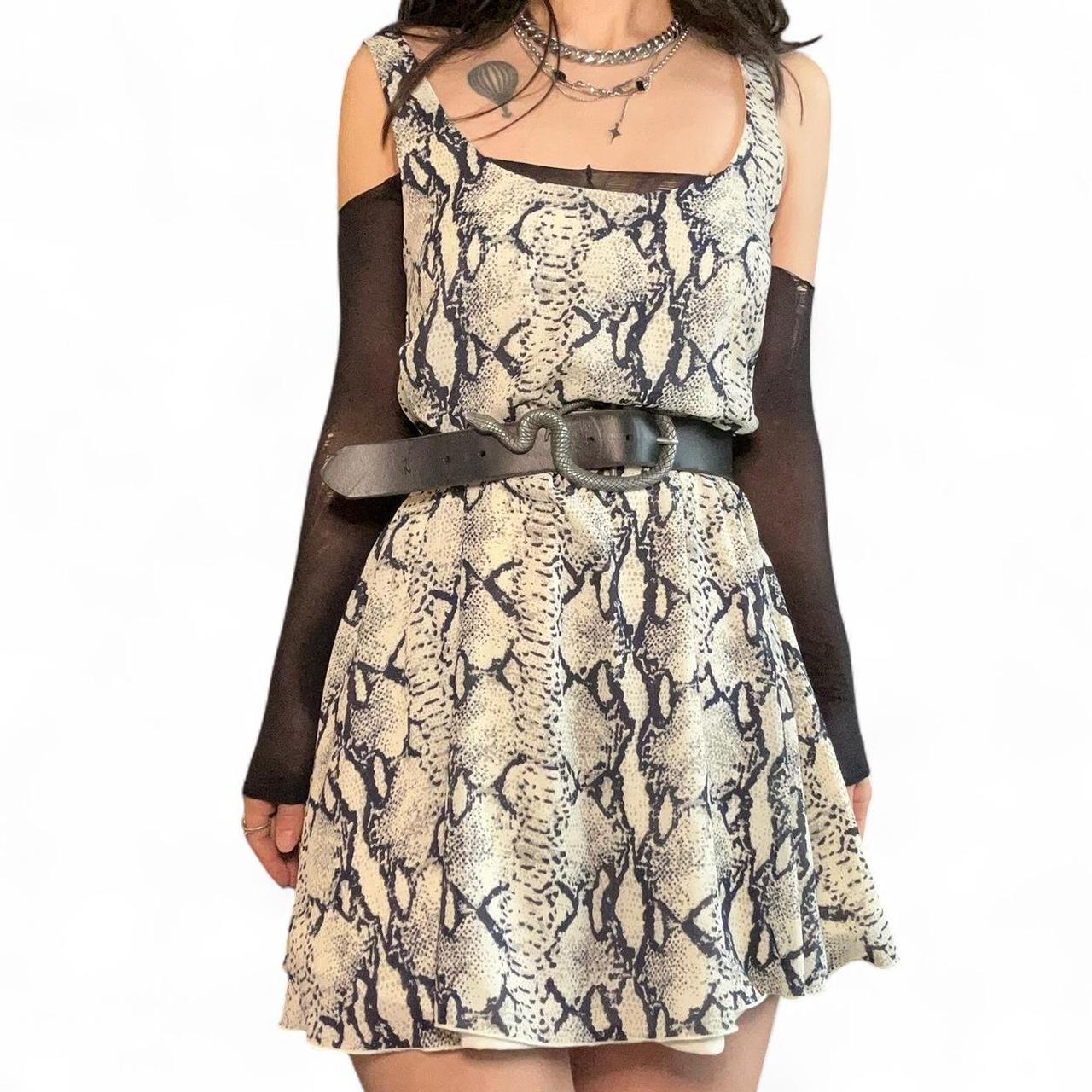 TOBI Snake Print Mini Swing Dress Size: S Grey snake... | Depop