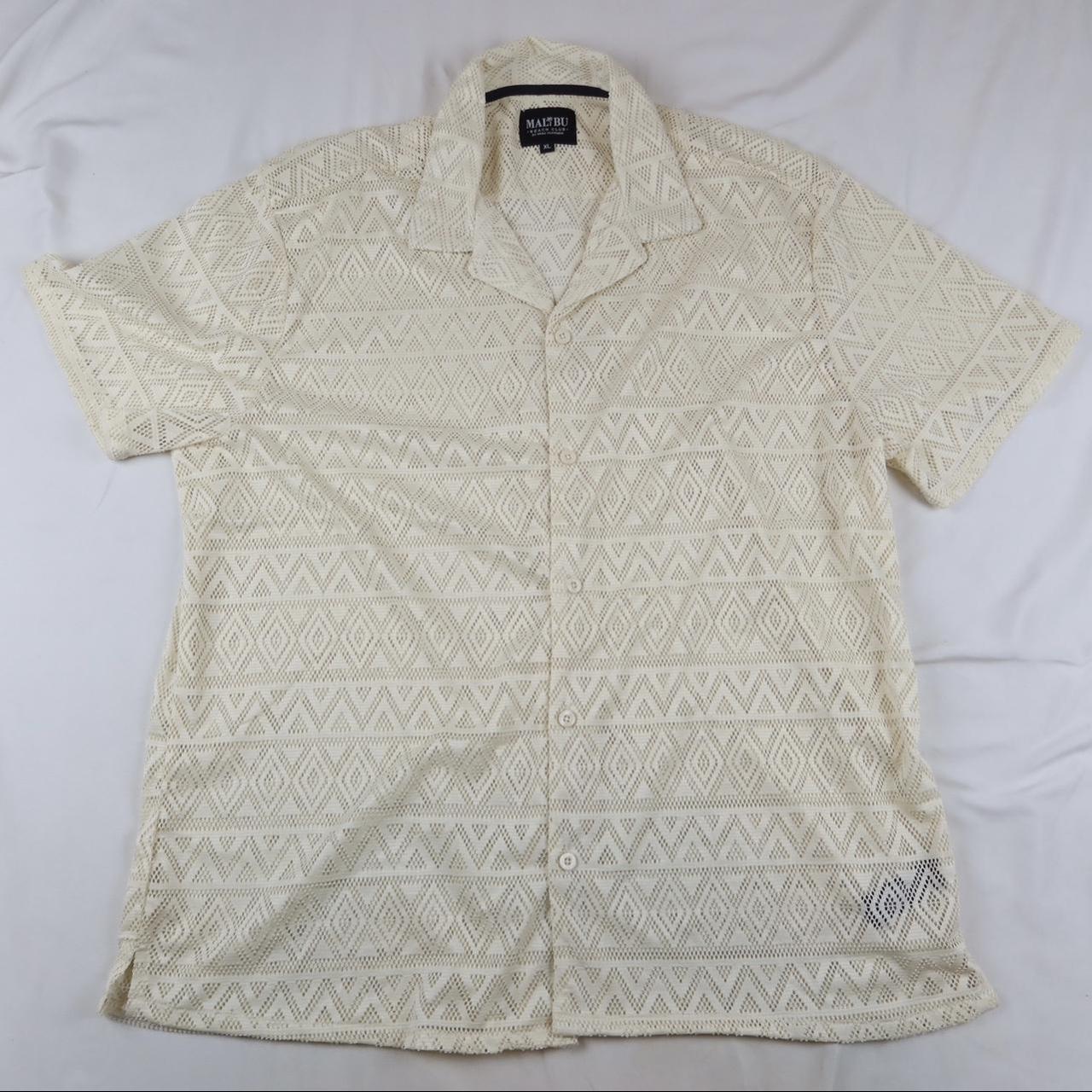 perforated shirt great for summer off white tan color - Depop