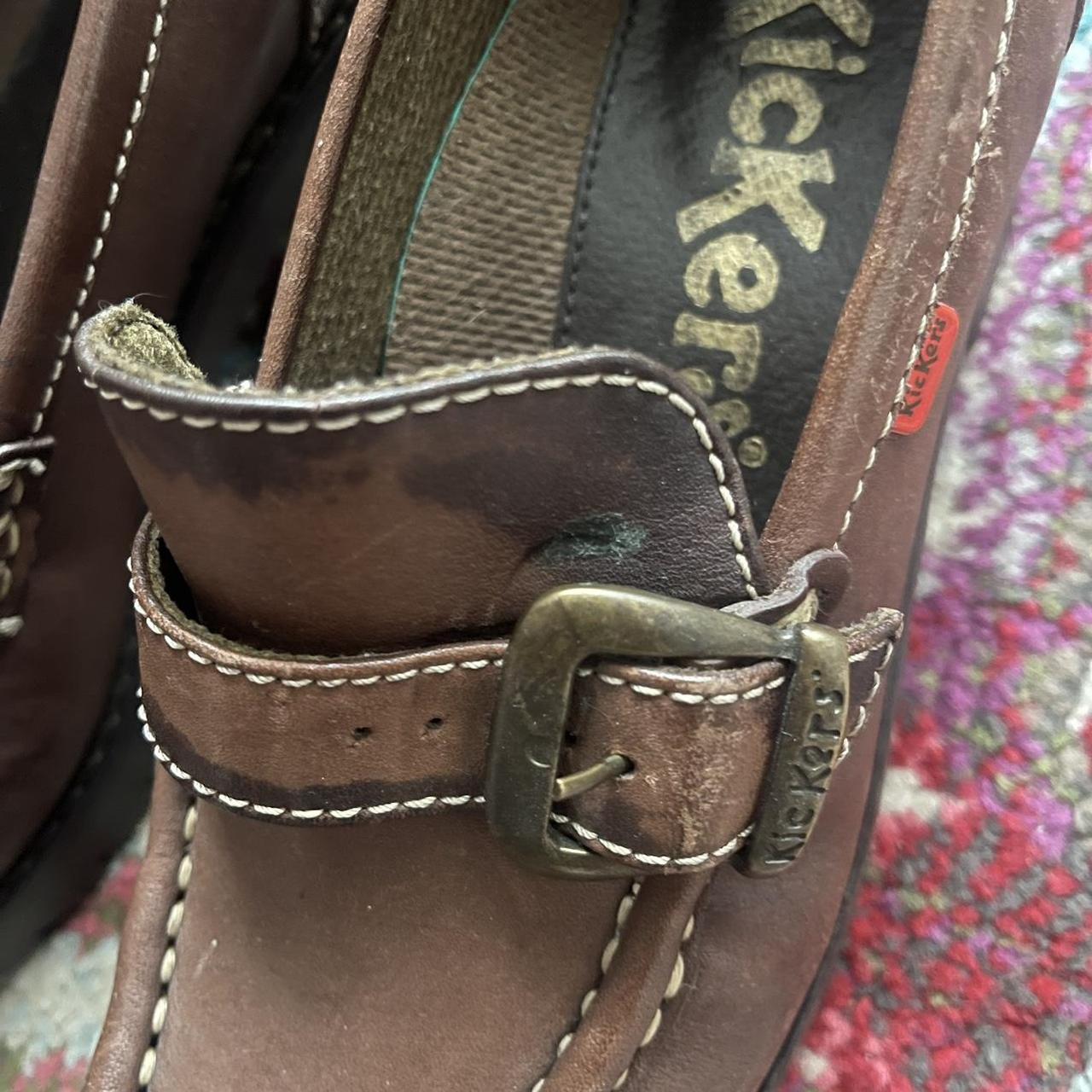 vintage kickers heeled loafers brown leather with... - Depop