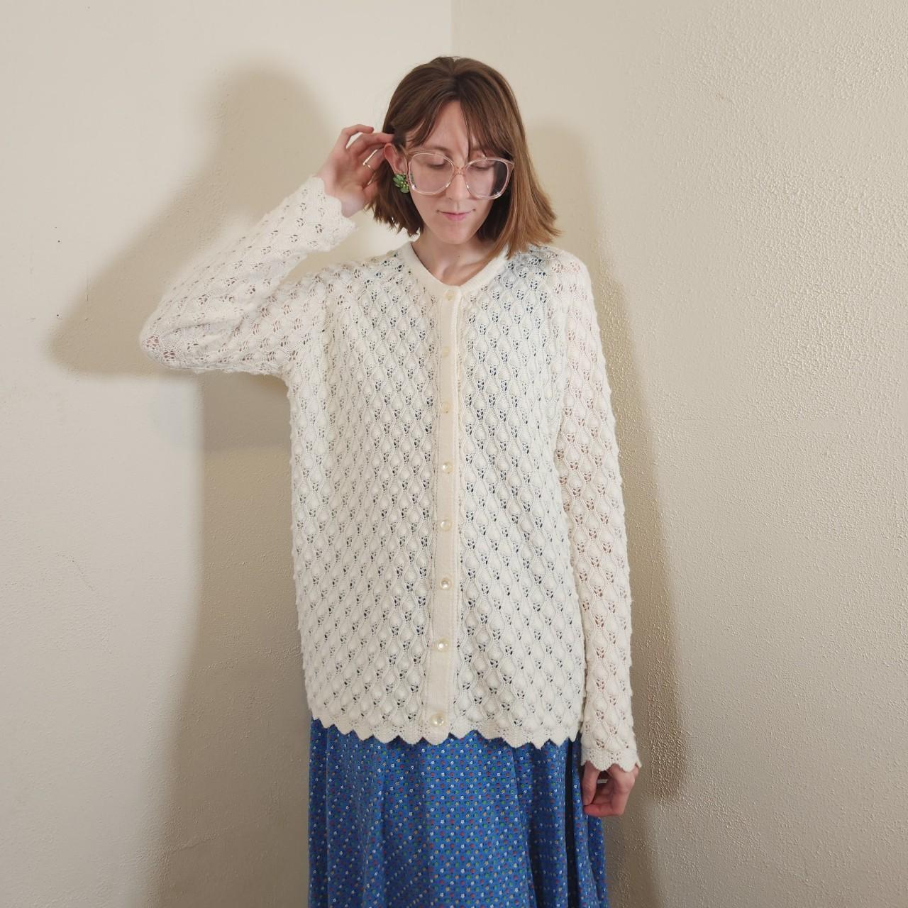 White Cardigan This vintage 60s cardigan sweater... - Depop