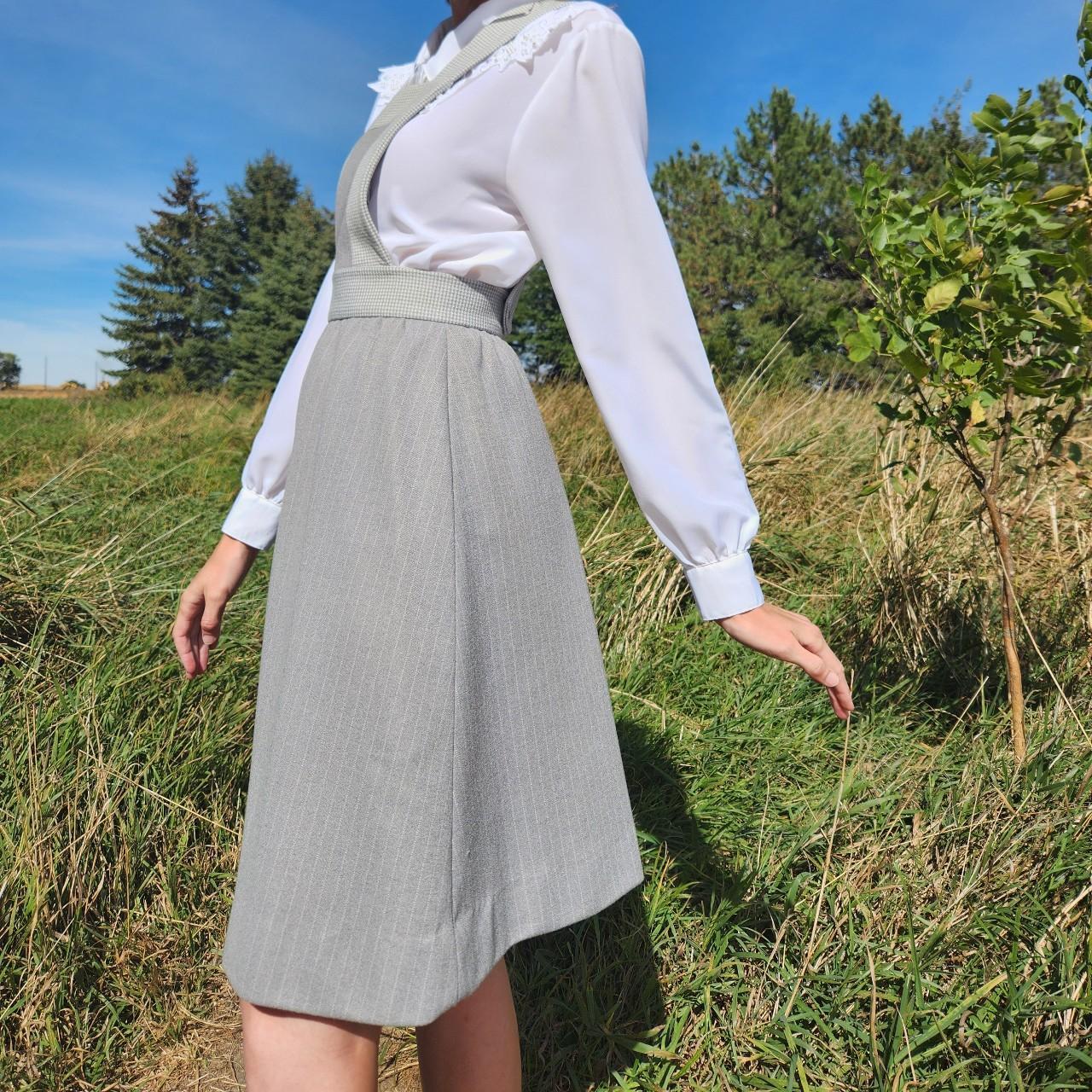 Gray Pinafore Dress This vintage 60s pinafore dress... | Depop