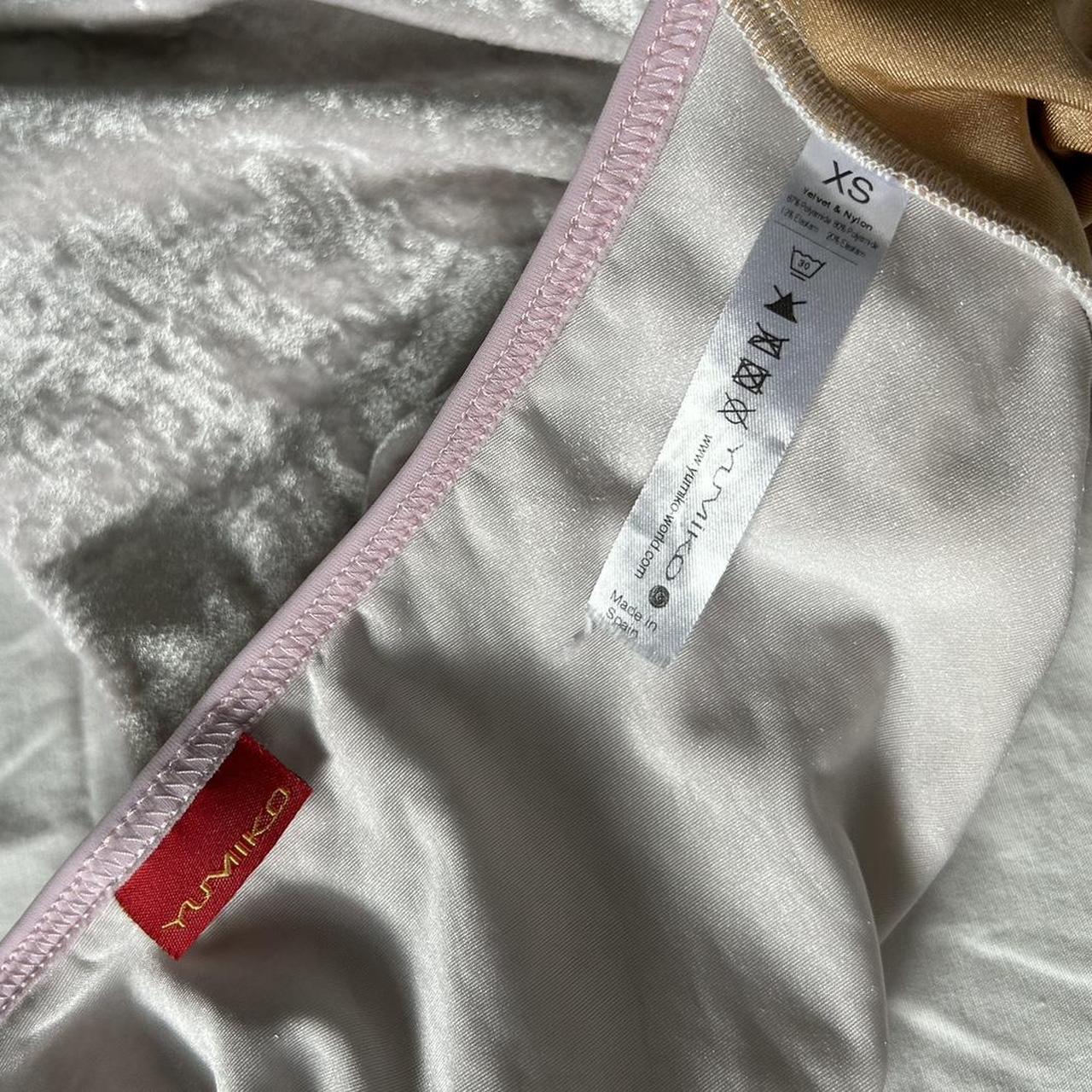 XS YUMIKO “KATE” LEOTARD white velvet light pink... - Depop