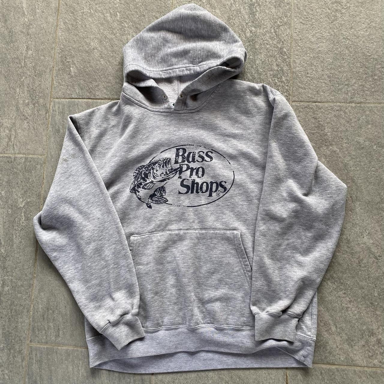 Grey Bass Pro shop logo hoodie Missing draw... | Depop
