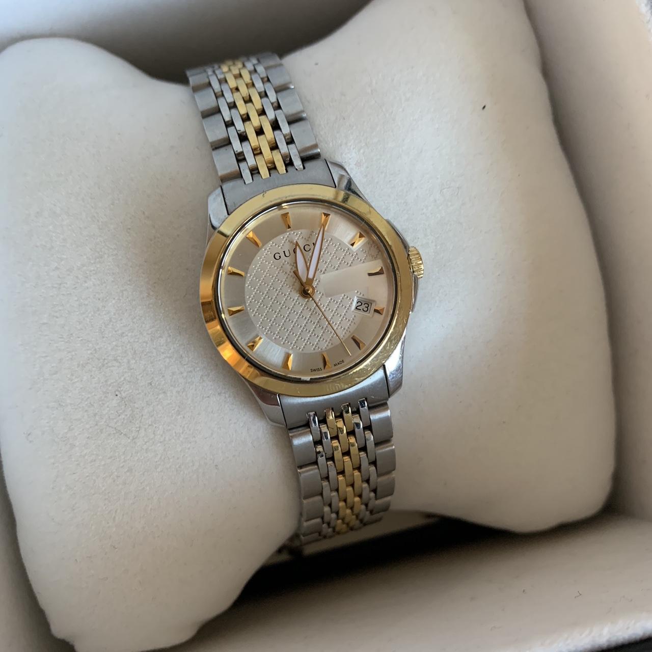 Gucci Women's Gold and Silver Watch | Depop