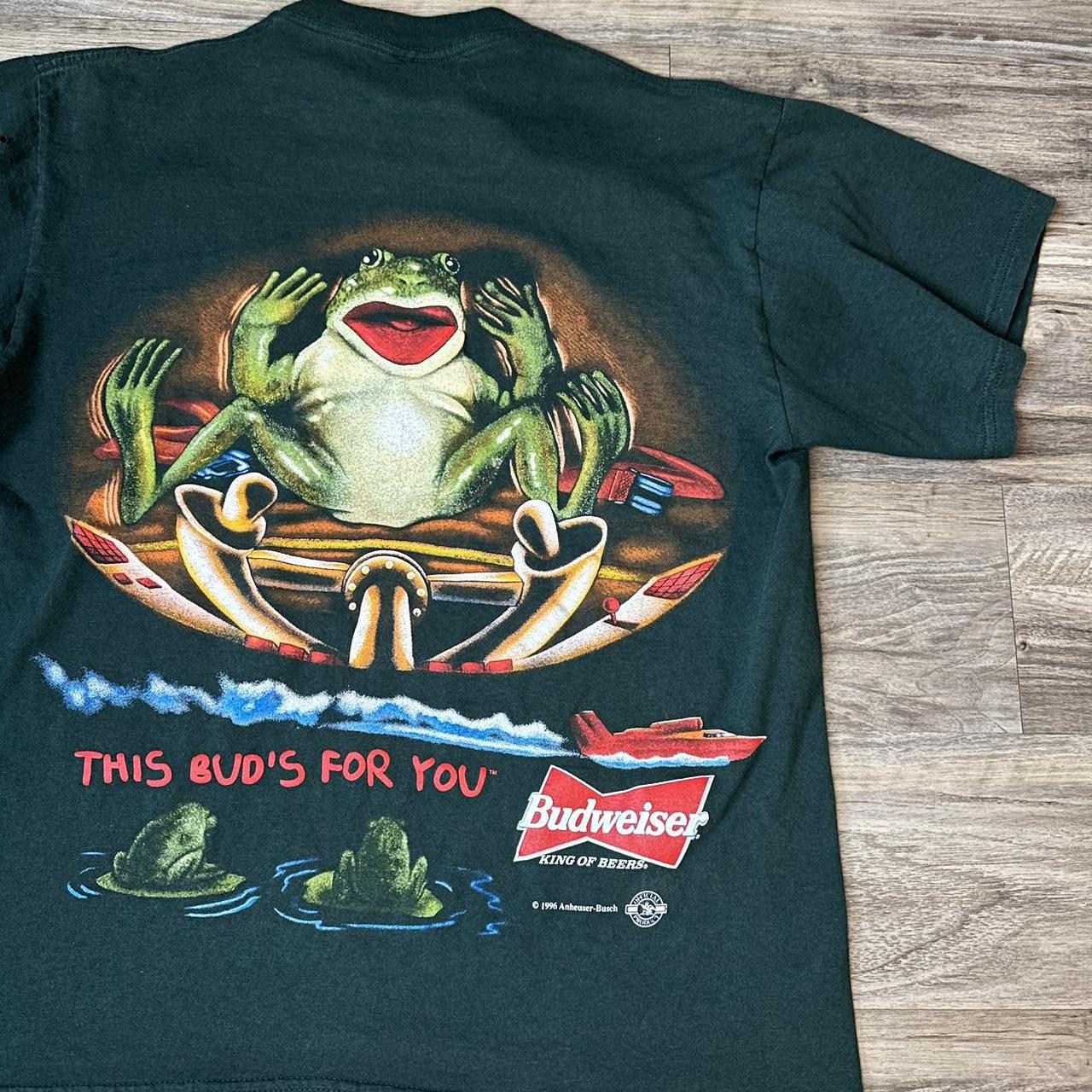 Vintage Budweiser 1996 Frog Racing Single Stitch... | Depop