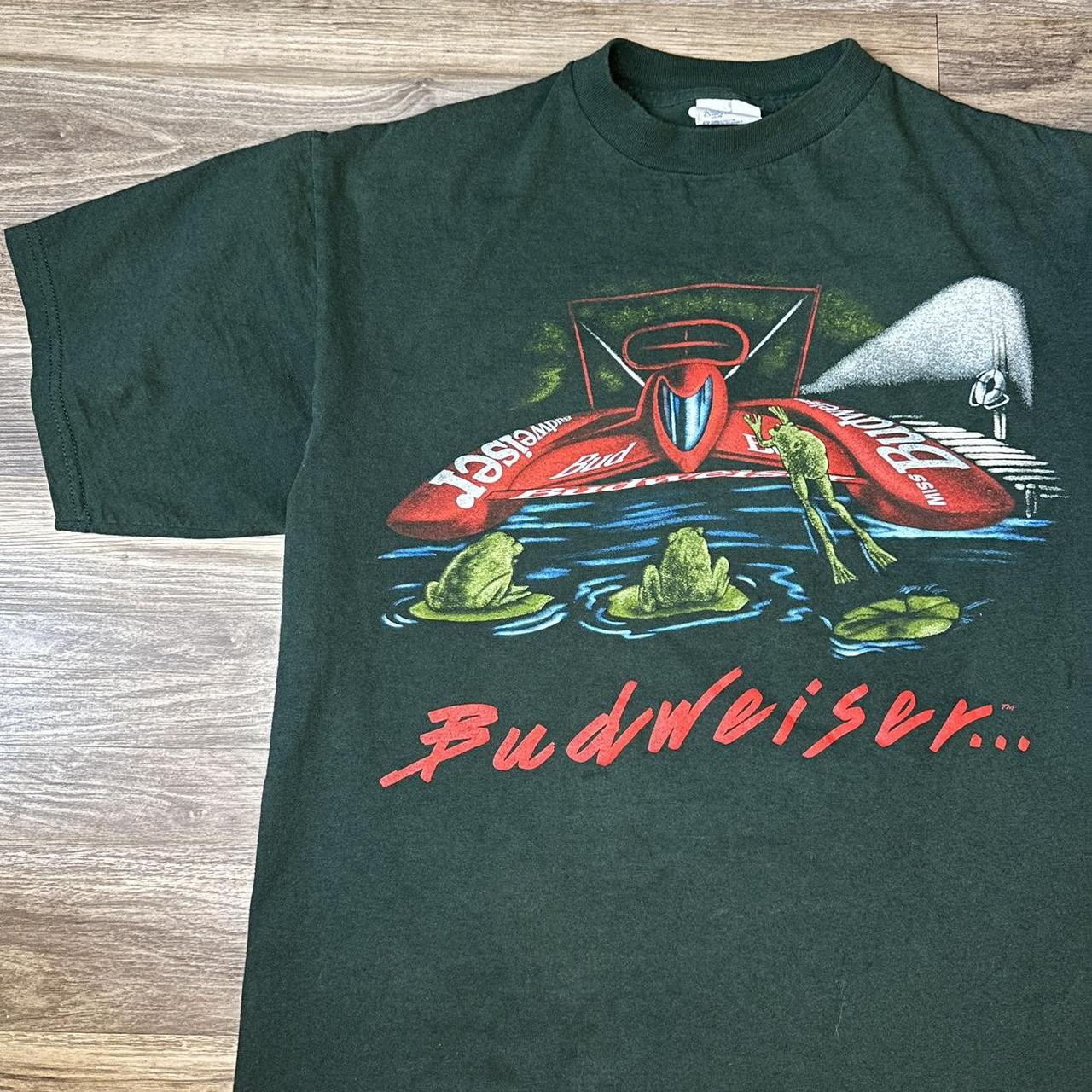 Vintage Budweiser 1996 Frog Racing Single Stitch... | Depop
