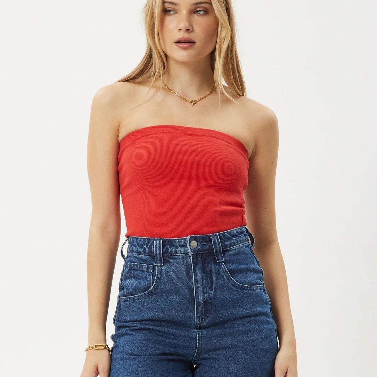 AFENDS Jamie Rib Tube Top in Red Size 8/S Worn a... | Depop