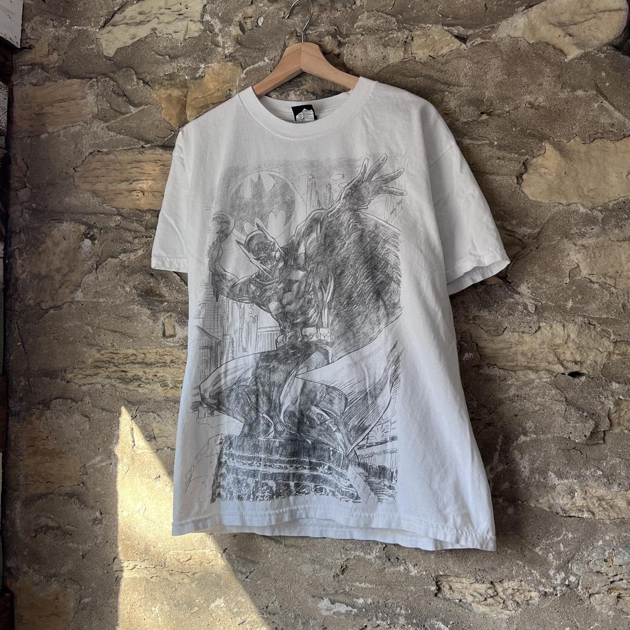 Y2K Batman sketch all over print shirt Tagged L No... - Depop