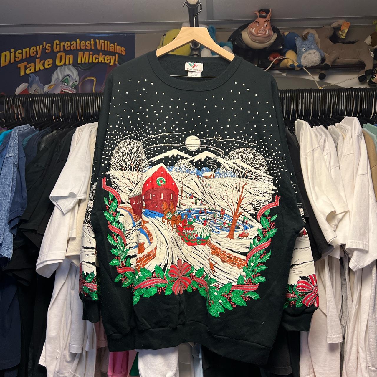 Vintage all over print Christmas sleigh ride... - Depop