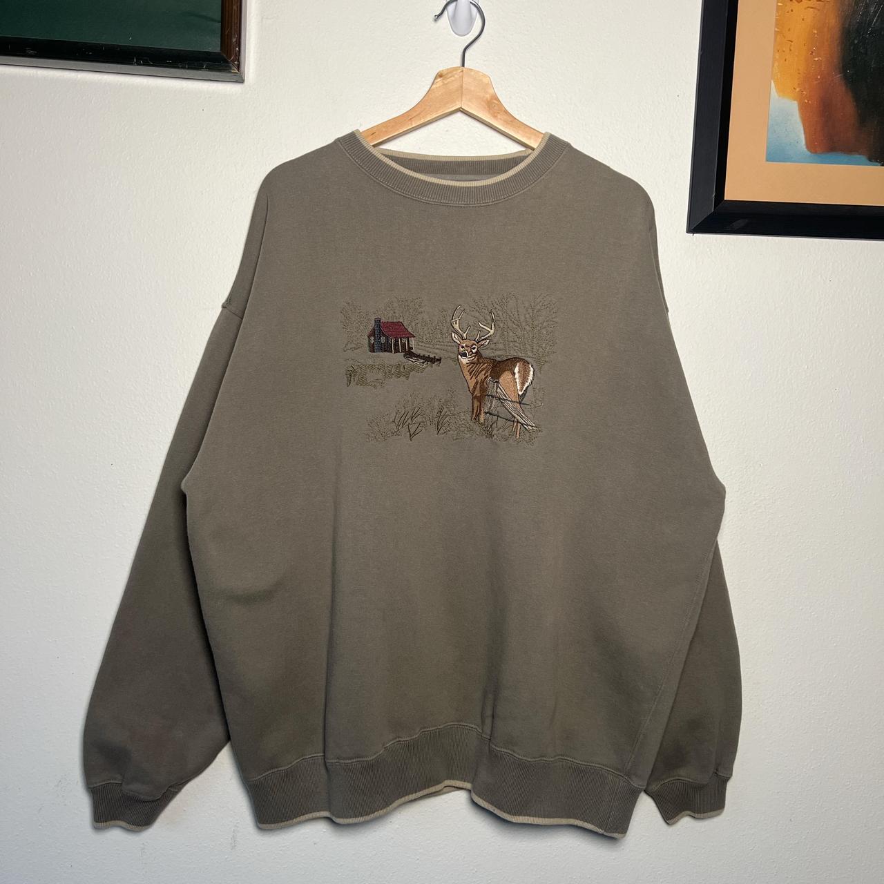 Vintage Croft and Barrow Embroidered Deer Boxy Earth... - Depop