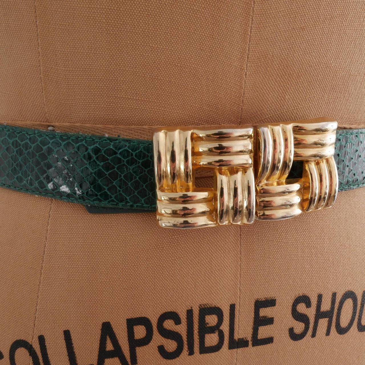 emerald green snake-skin belt | 80s Vintage genuine... - Depop