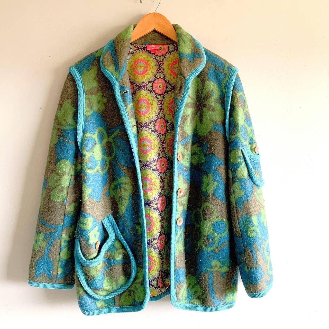 Oilily Women's Green and Blue Jacket | Depop