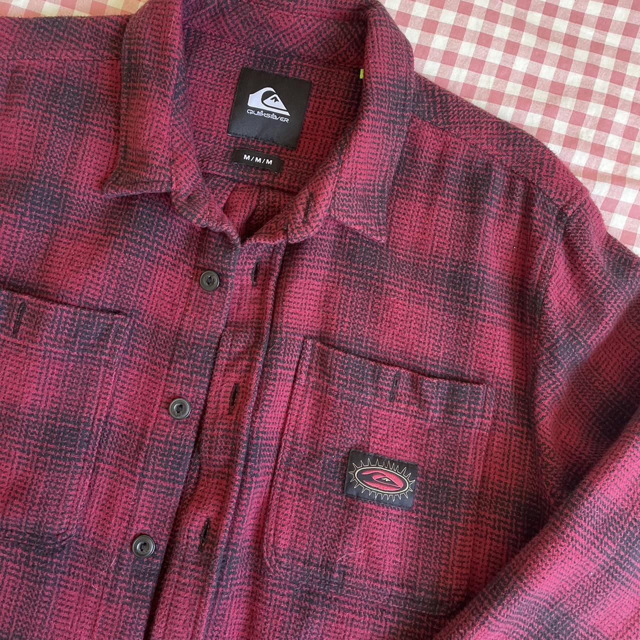 Quicksilver Flannel with cool patch logo on front... - Depop