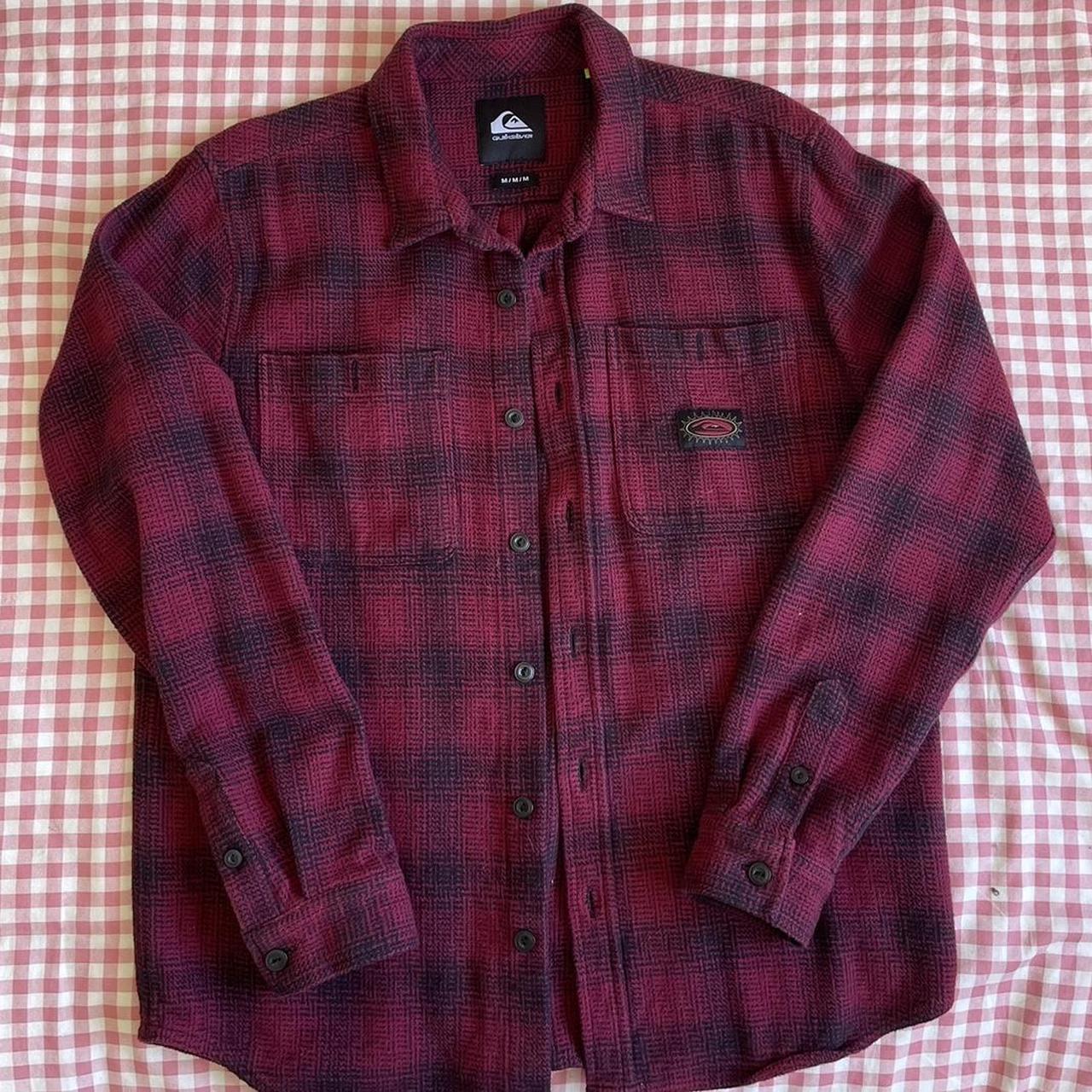 Quicksilver Flannel with cool patch logo on front... - Depop