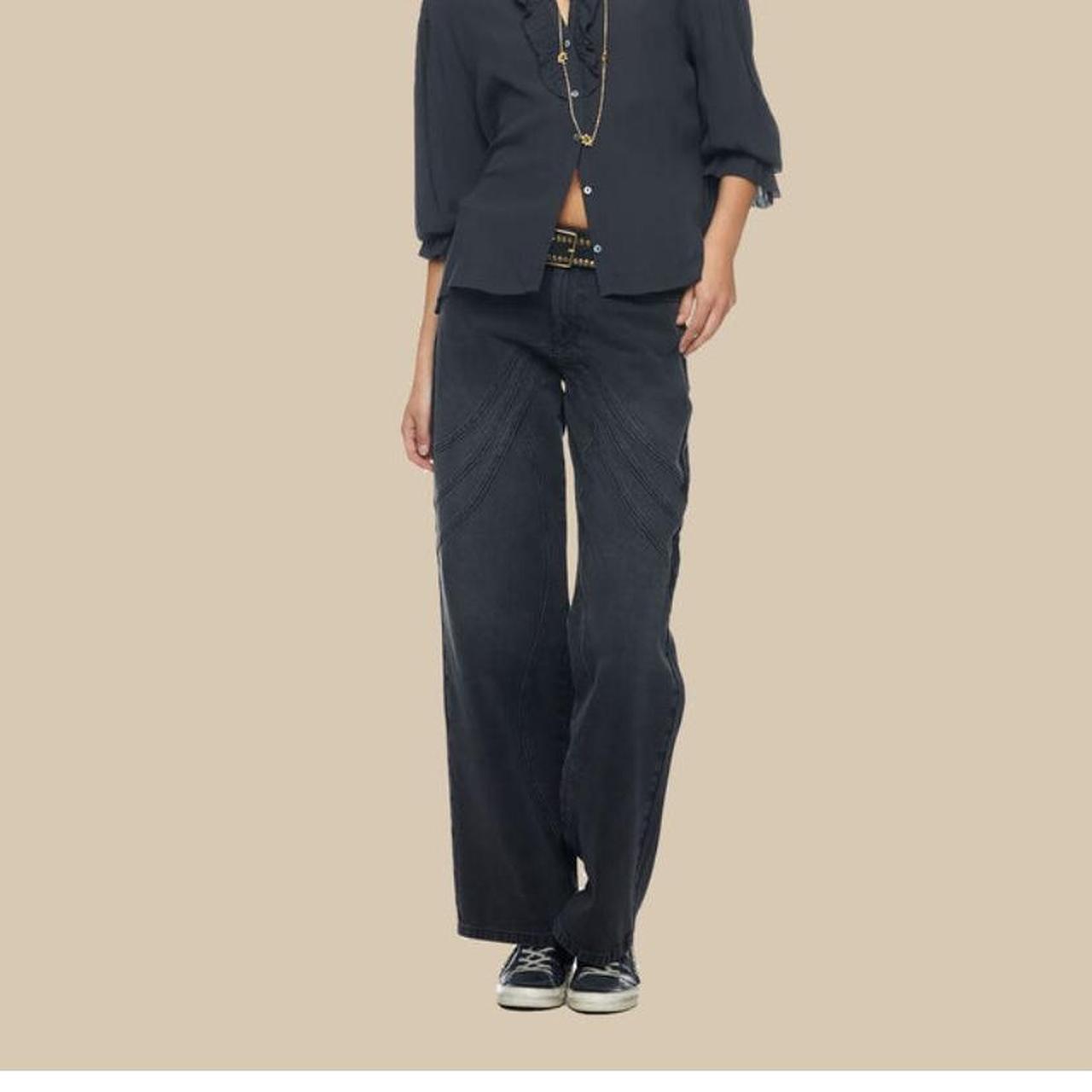 nicoli anthracite wavy jeans - black washed denim... - Depop