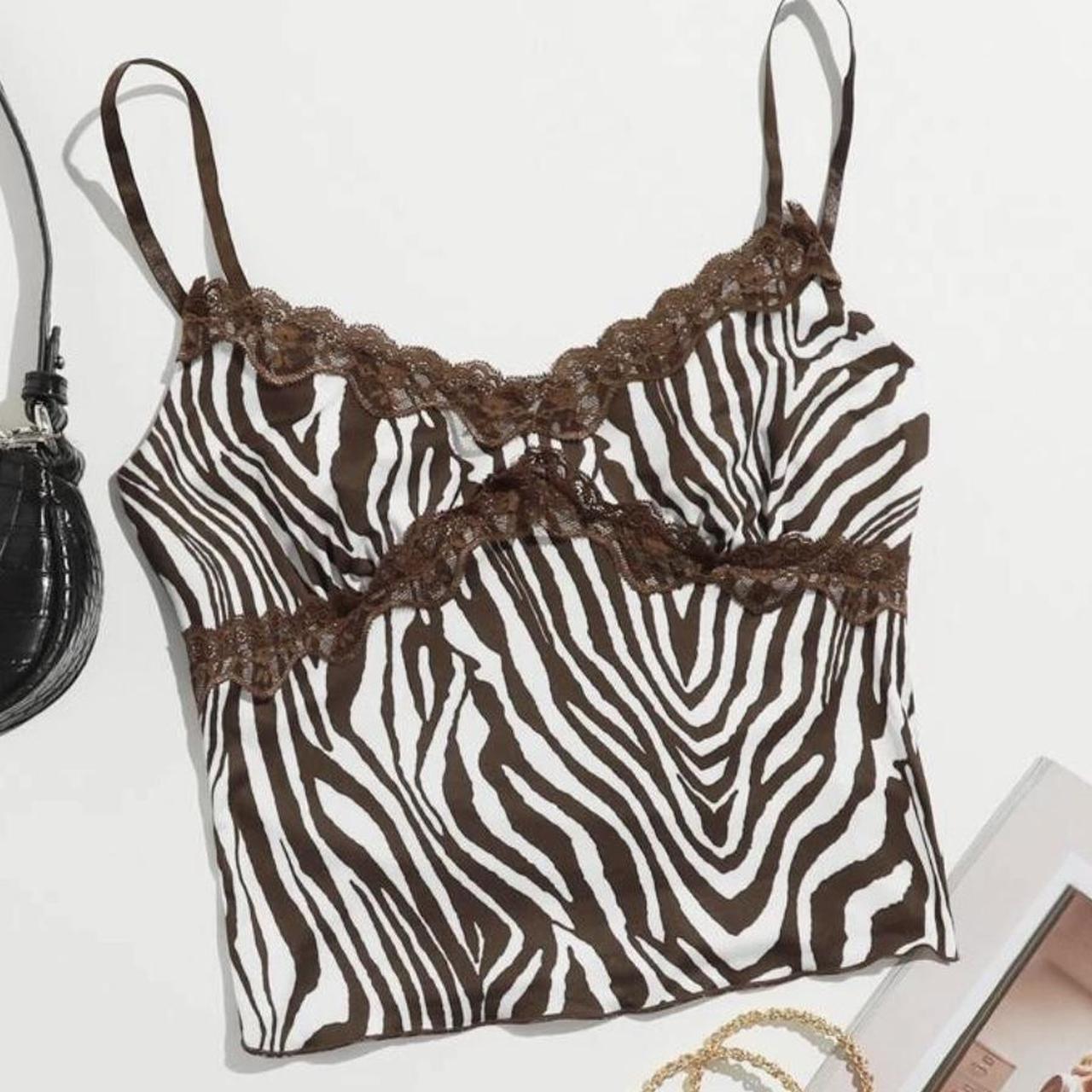 SHEIN zebra strappy top , worn once X perfect... - Depop
