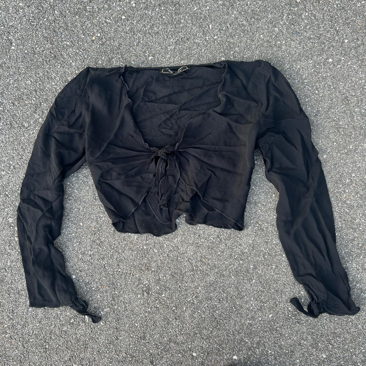 Vintage lily sheer black cover up Ties in the front - Depop