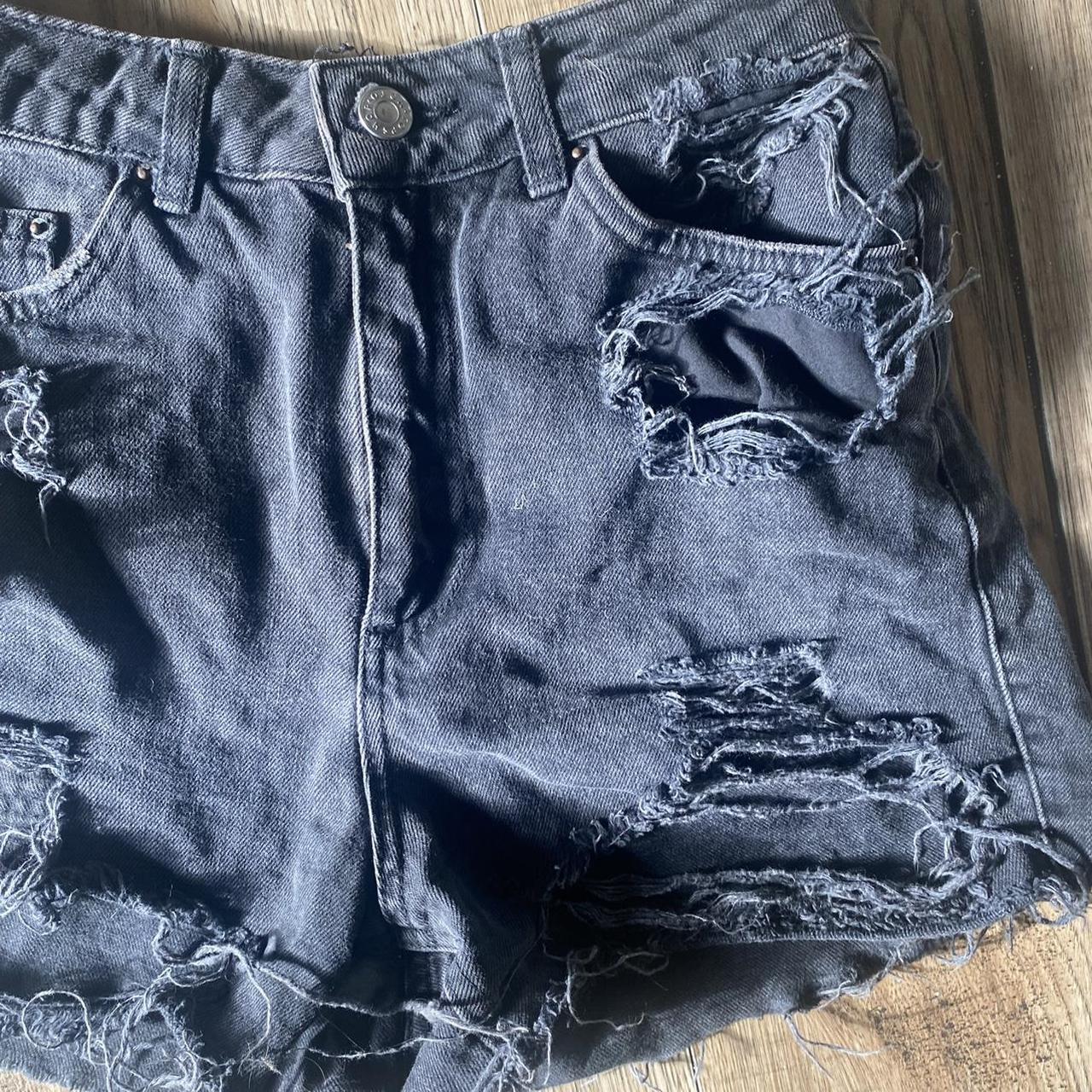 Distressed extreme rip high-waisted denim mini shorts | Depop