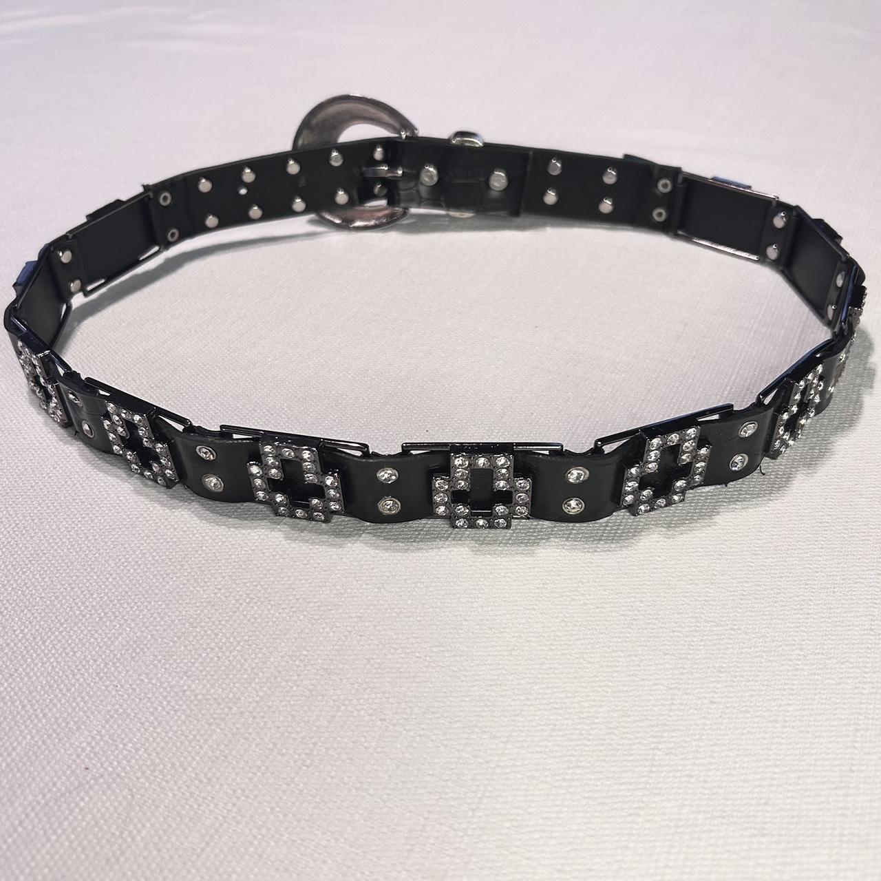37” Studded Rhinestone Cross Belt In excellent... - Depop