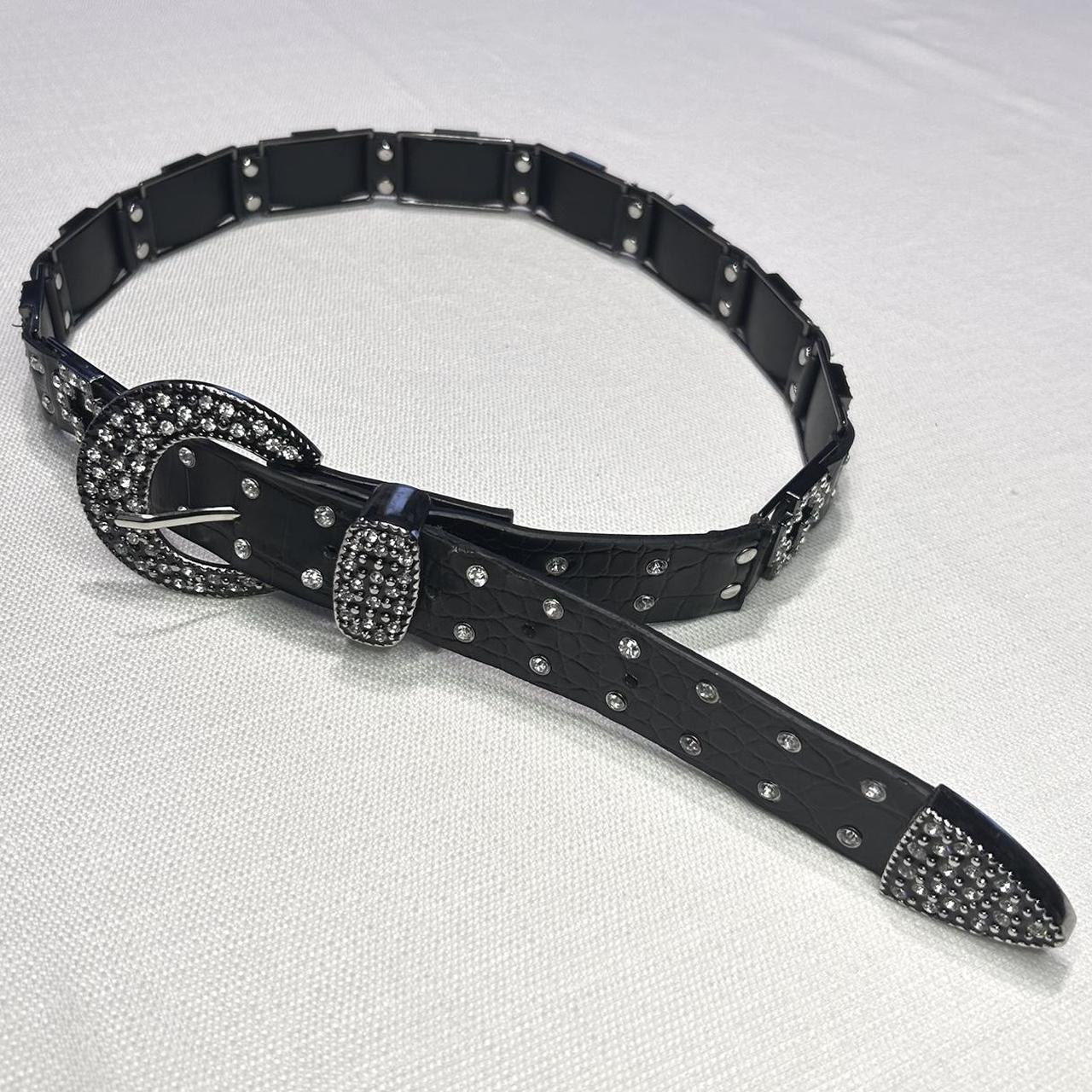 37” Studded Rhinestone Cross Belt In excellent... - Depop