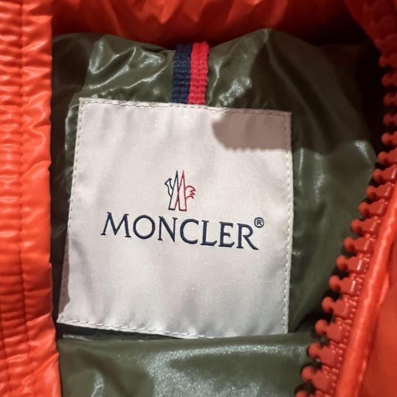 Mens Moncler orange maya down jacket Size... - Depop