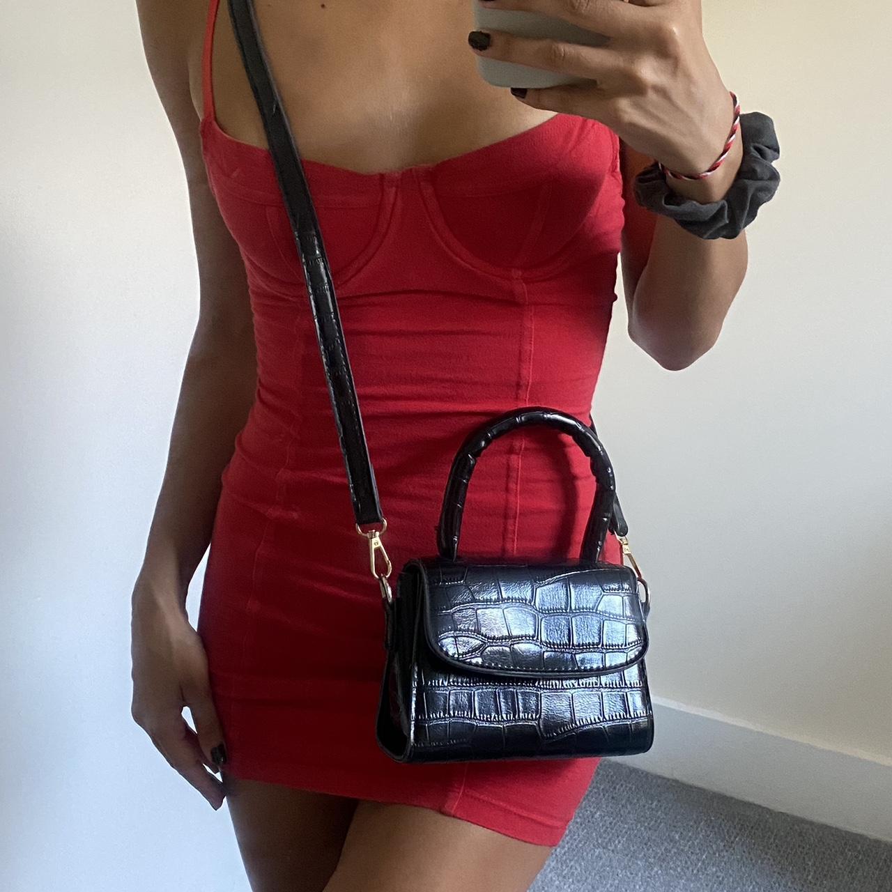 Black cross over body bag, croc pattern. Good... - Depop