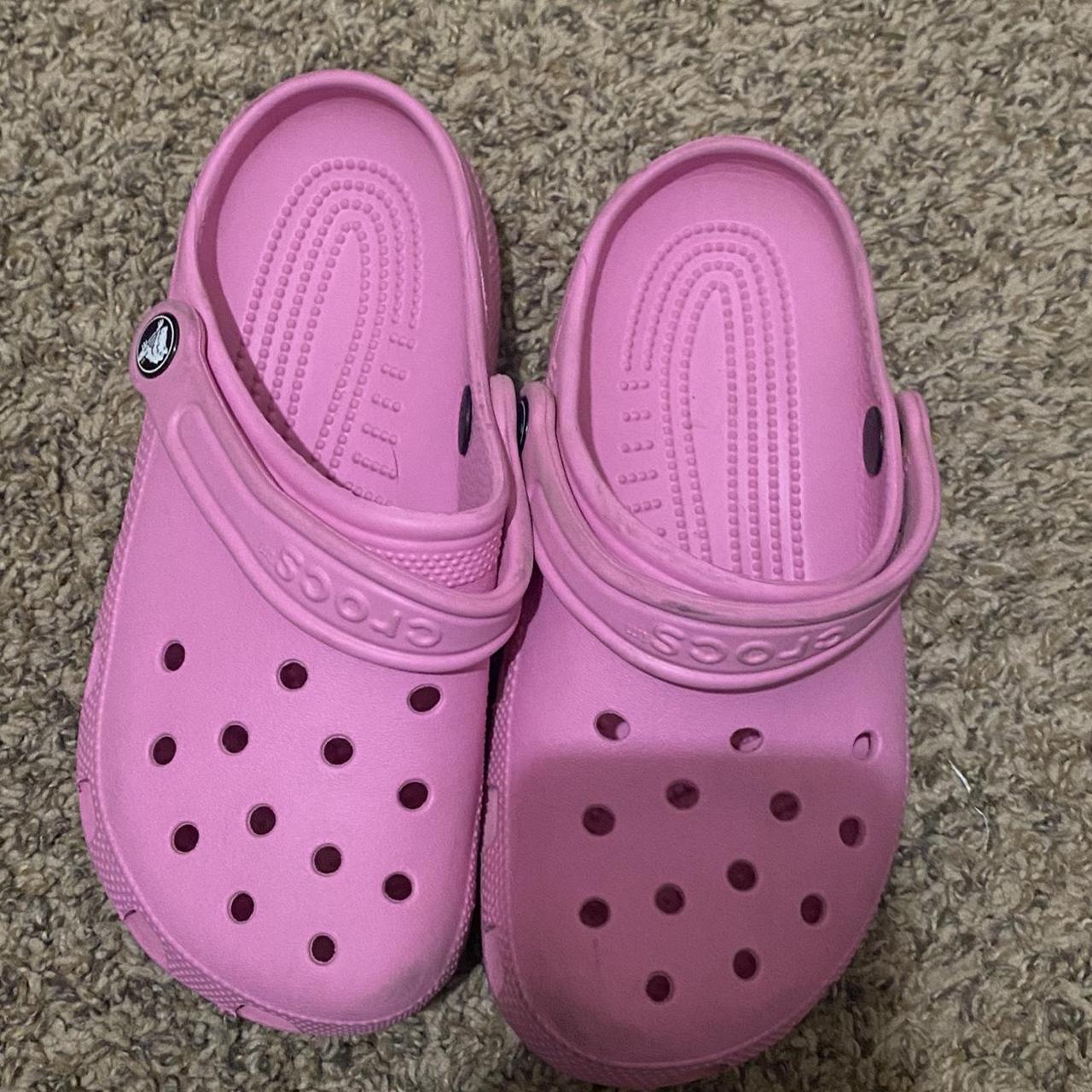 hey! these pink crocs are size 5 in women. they just... - Depop