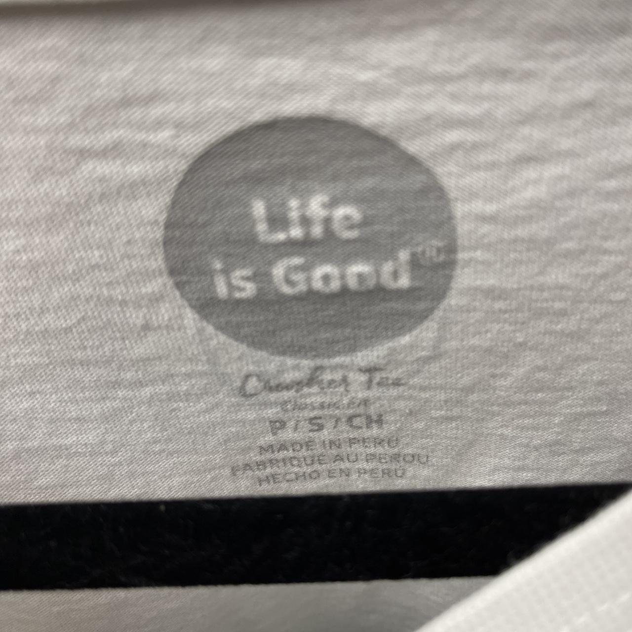 Life is Good Women's White and Blue Shirt | Depop