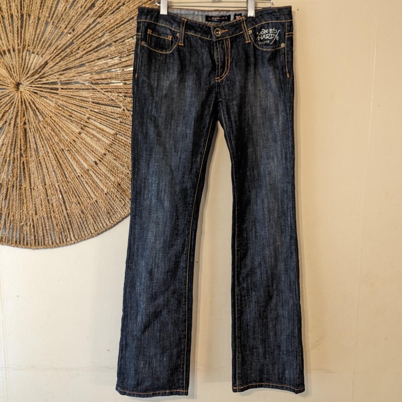 VTG Ed Hardy Jean Script Spellout Y2K Women's Size... - Depop