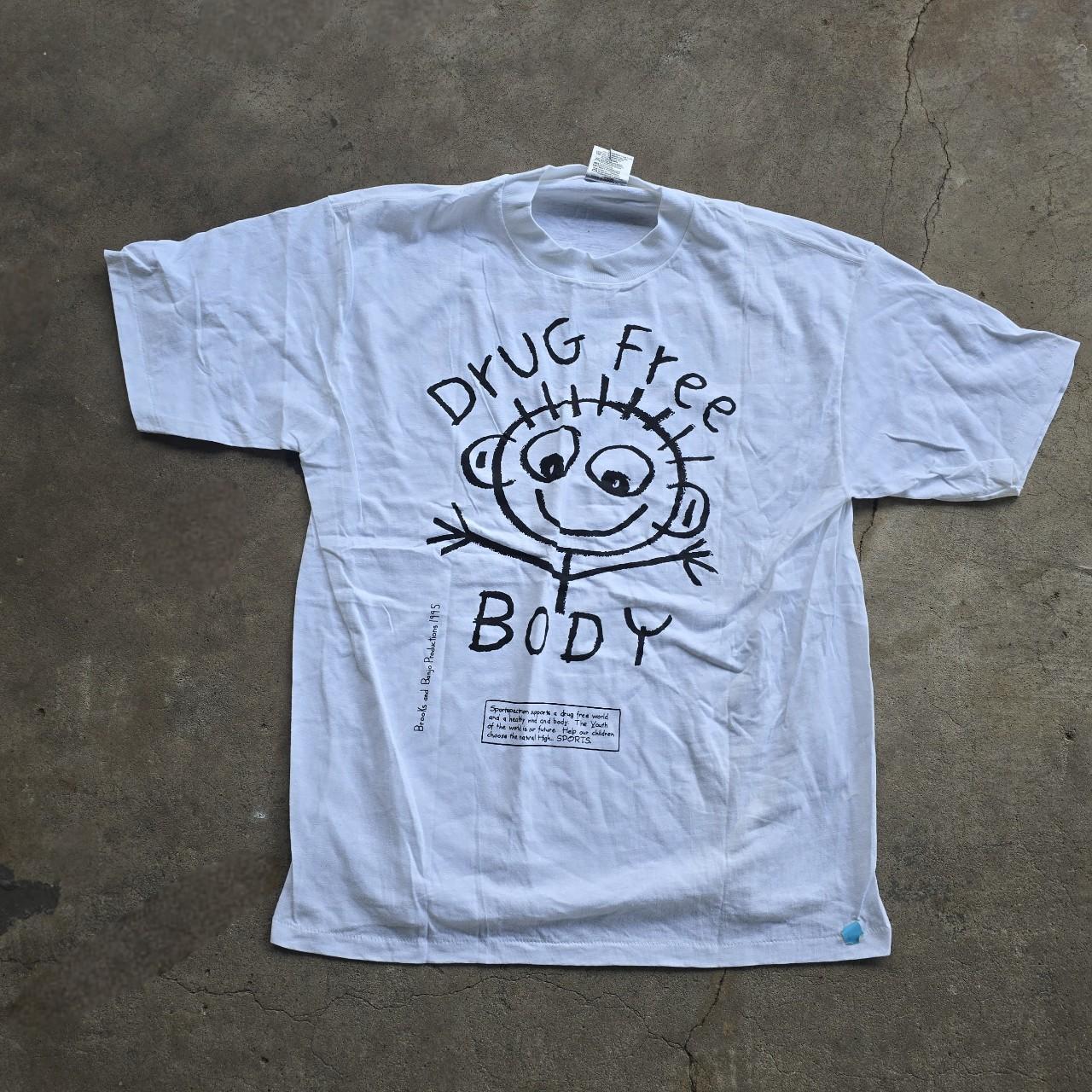 Deadstock Vintage 90s Drug Free Body Doodle Art... | Depop