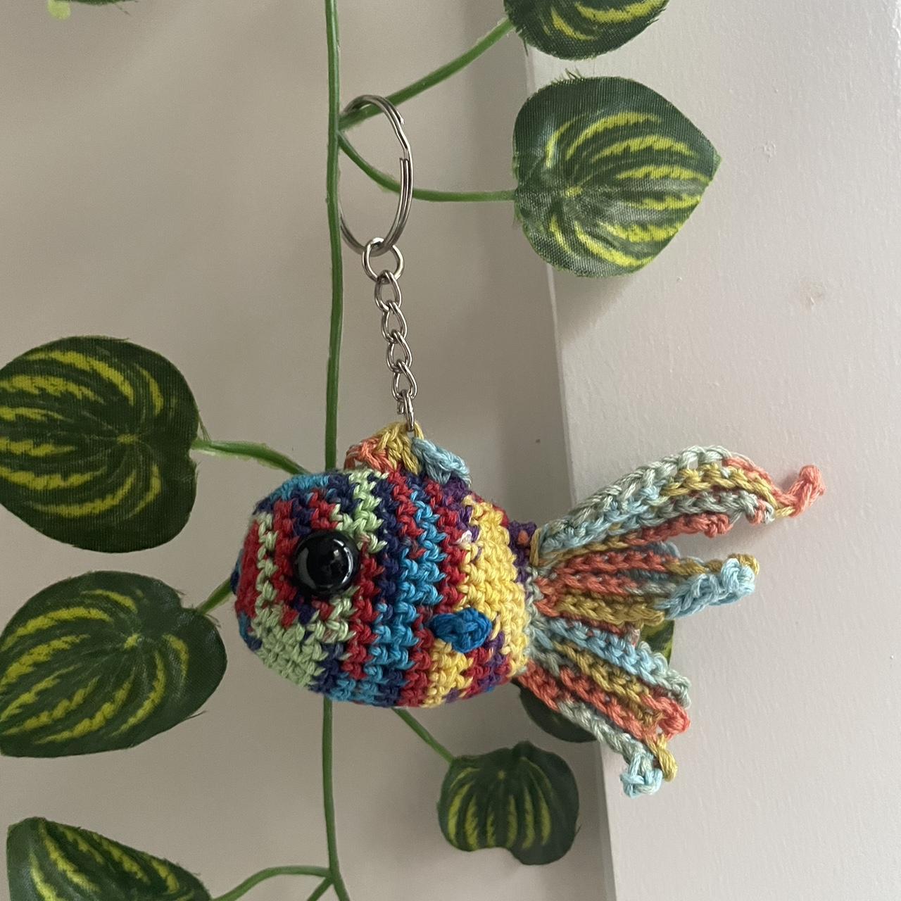 crochet multicolored fish keychain handmade by me 🐠 - Depop
