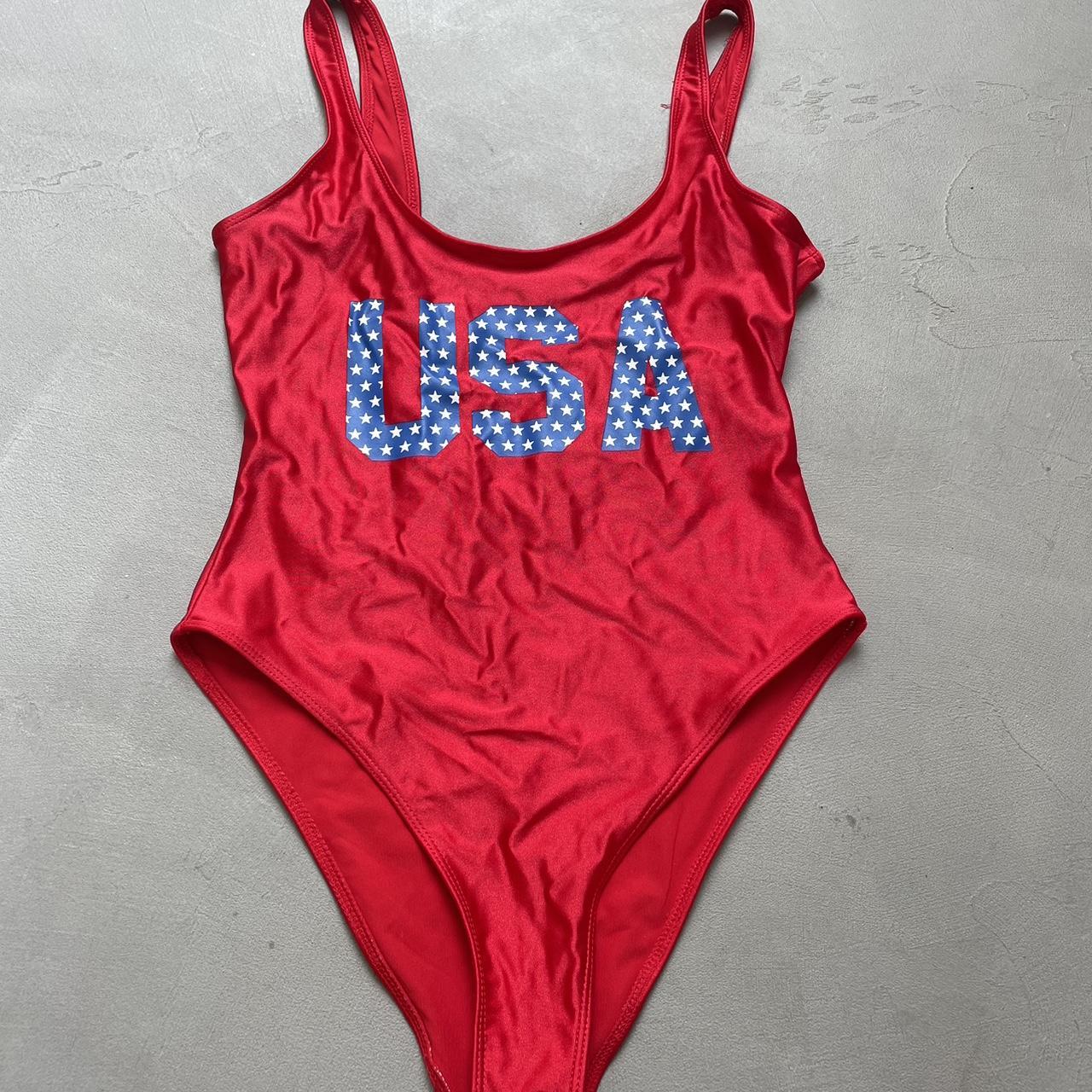 FOREVER 21 RED SWIM SUIT BACKLESS CHEEKY BUM USA... - Depop