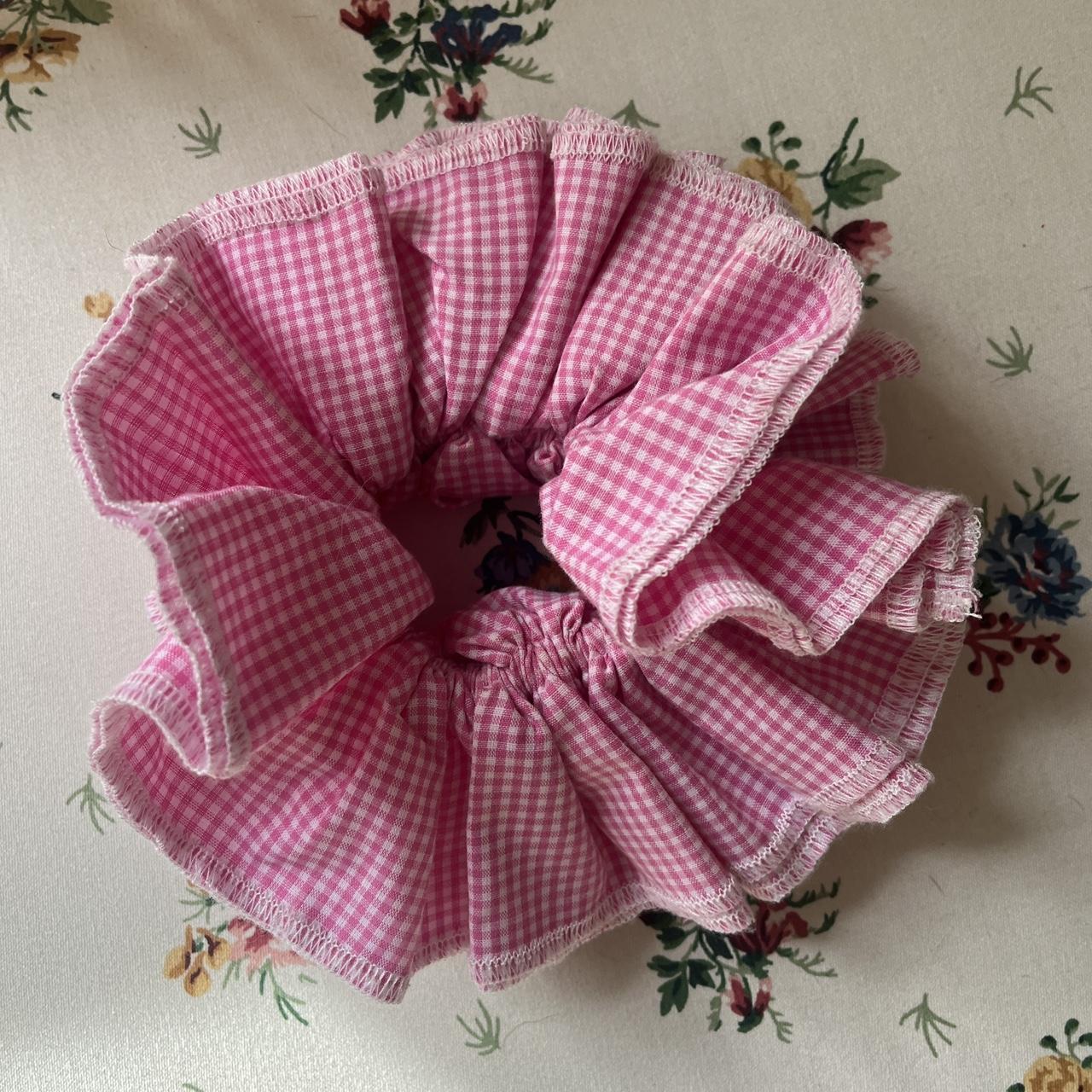 pink gingham good squish scrunchie brand new,... - Depop
