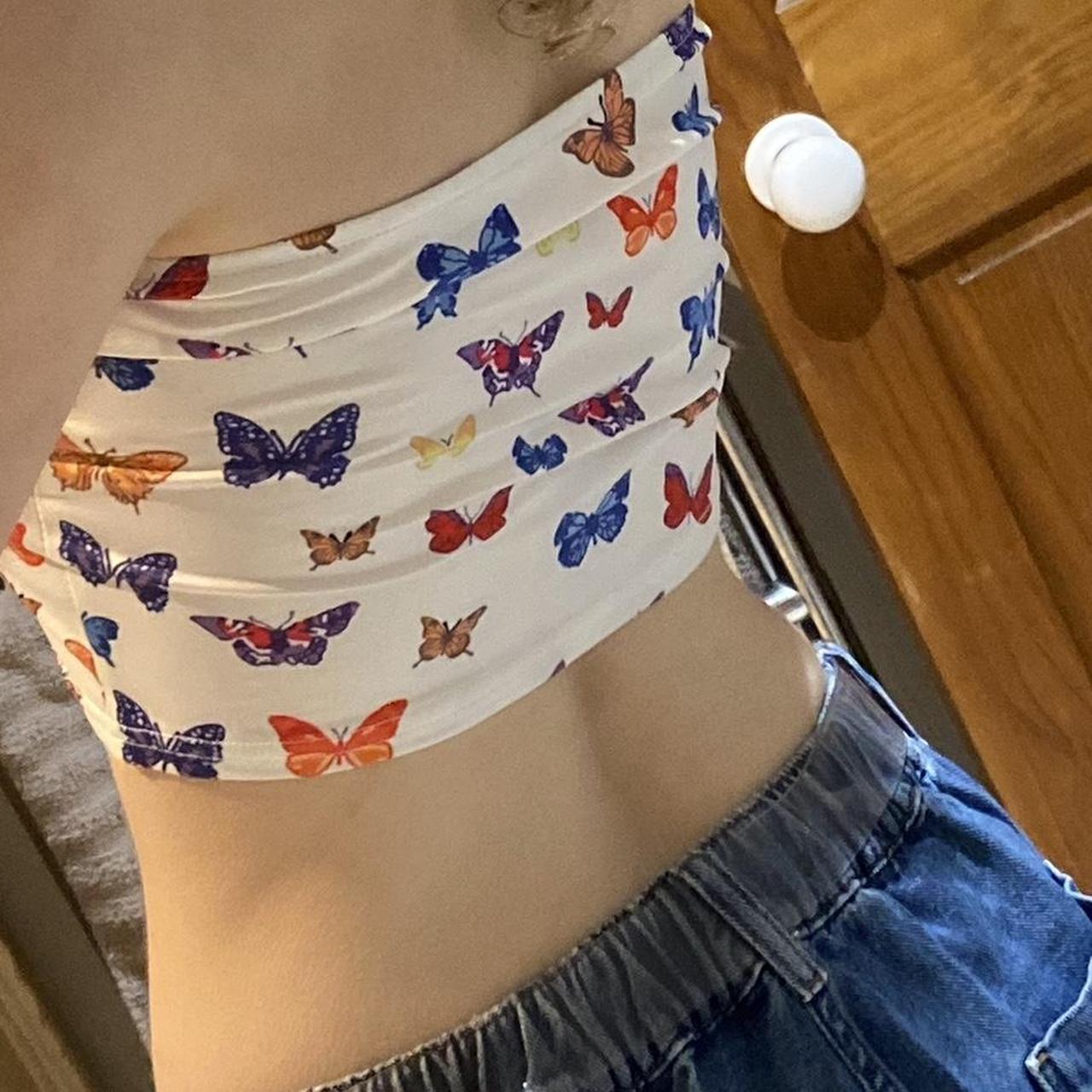 ⋆˙ super cute butterfly tube top never been... - Depop
