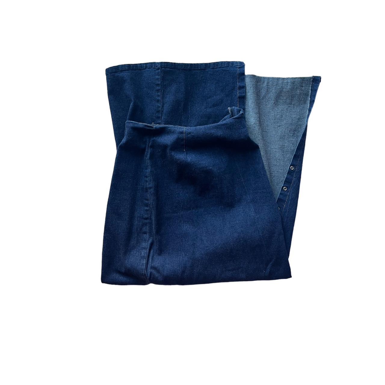 vintage denim maxi skirt w/ lace up slits brand:... - Depop