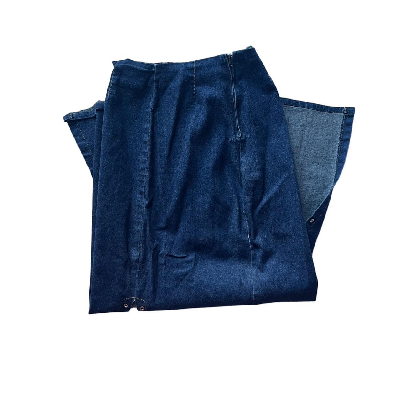 vintage denim maxi skirt w/ lace up slits brand:... - Depop