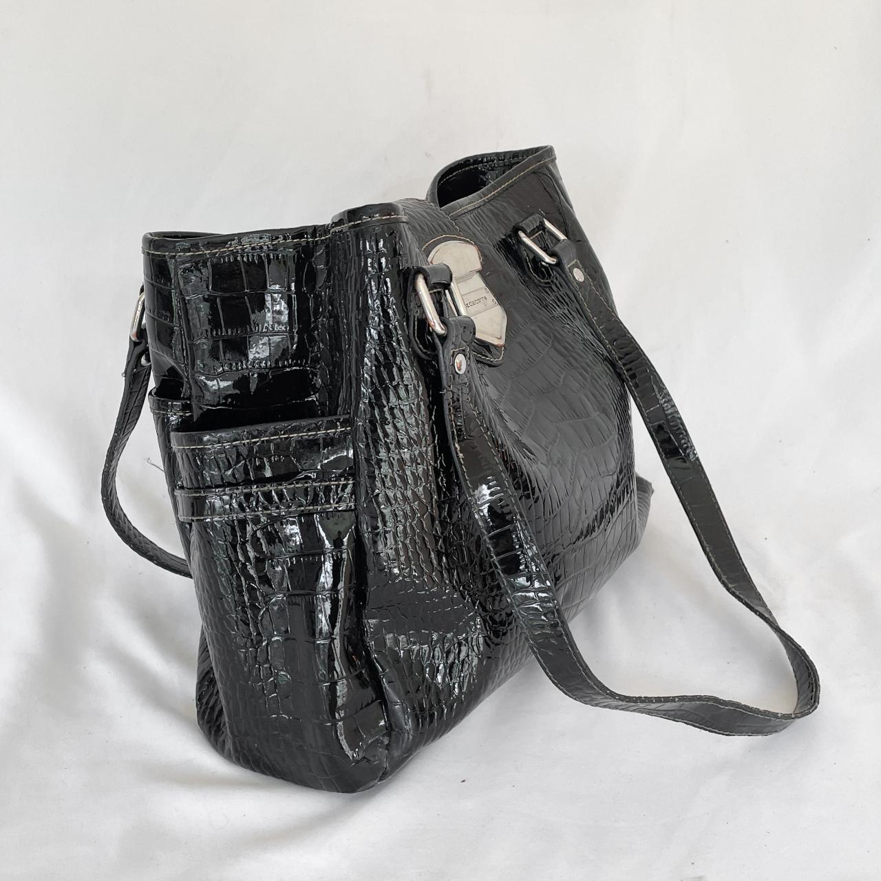 Y2K Black Snakeskin Shoulder Purse 2000s black... | Depop