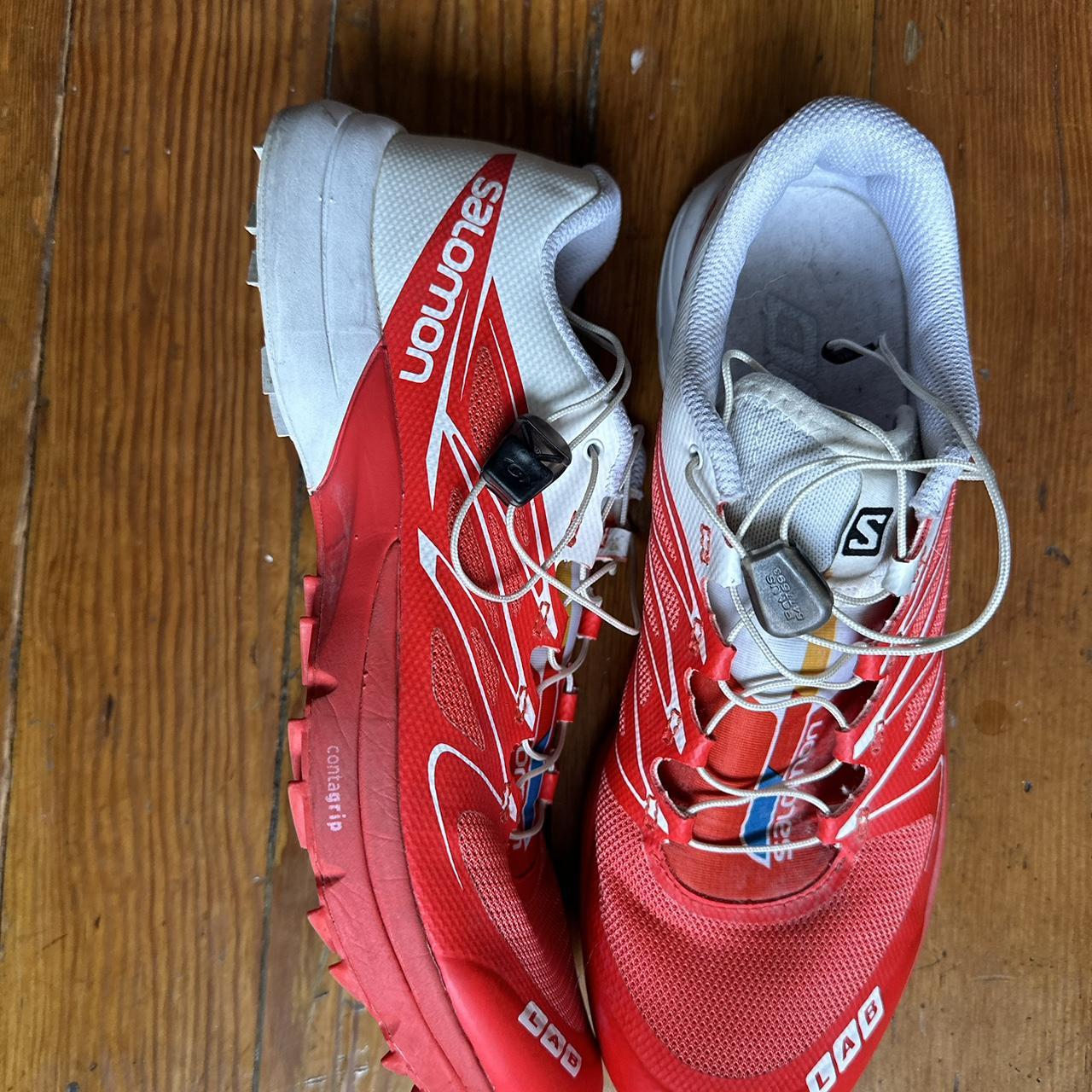 Salomon lab red shoes. In amazing condition. Only... - Depop