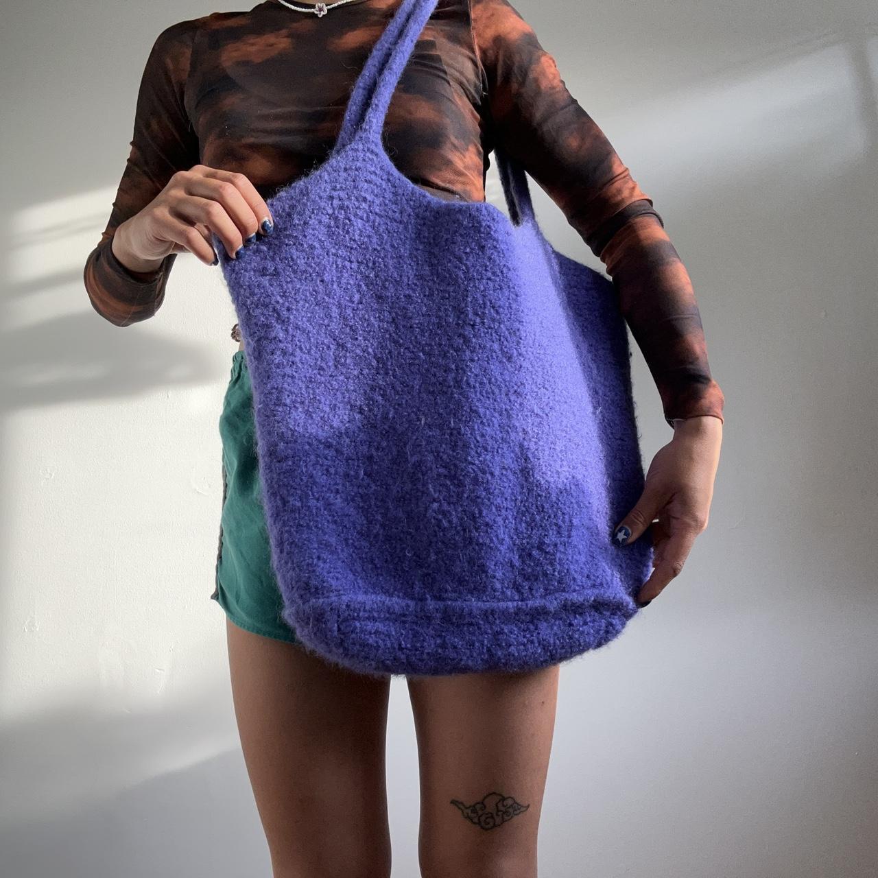 JACARANDA PURPLE TEXTURED SHOULDER BAG Woolen feel.... - Depop