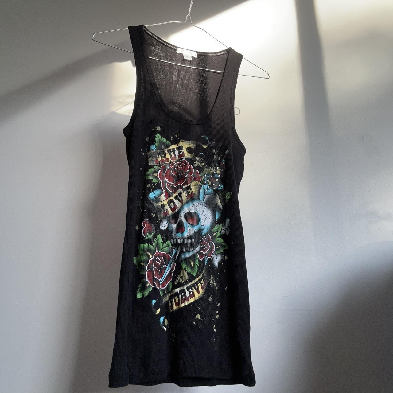 BLACK RIBBED SKULL SINGLET 💀 Tagged size Large.... - Depop