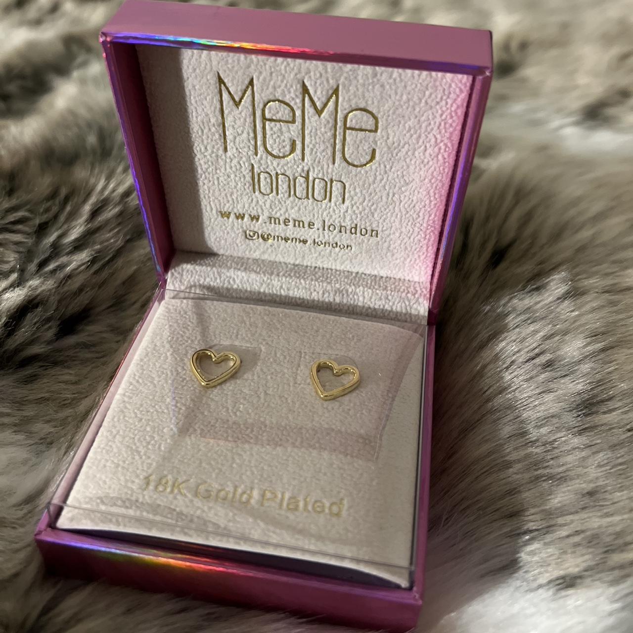 MeMe London 18ct gold plated heart stud earrings.... | Depop