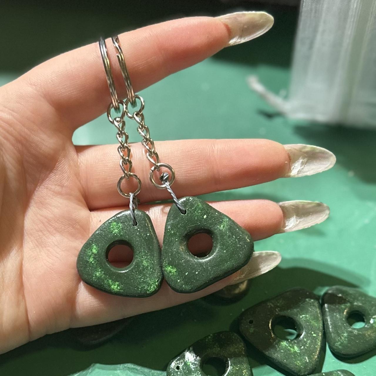 Coralline seeing stone earrings and keyring... - Depop