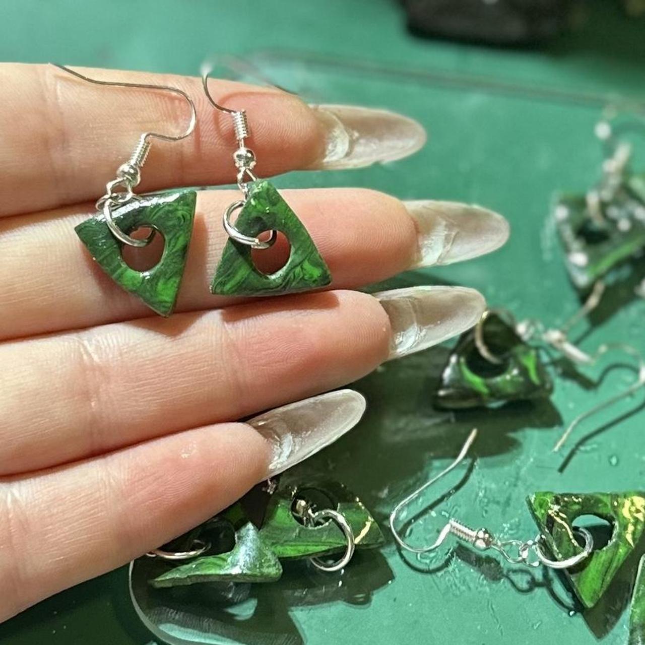 Coralline seeing stone earrings and keyring... - Depop