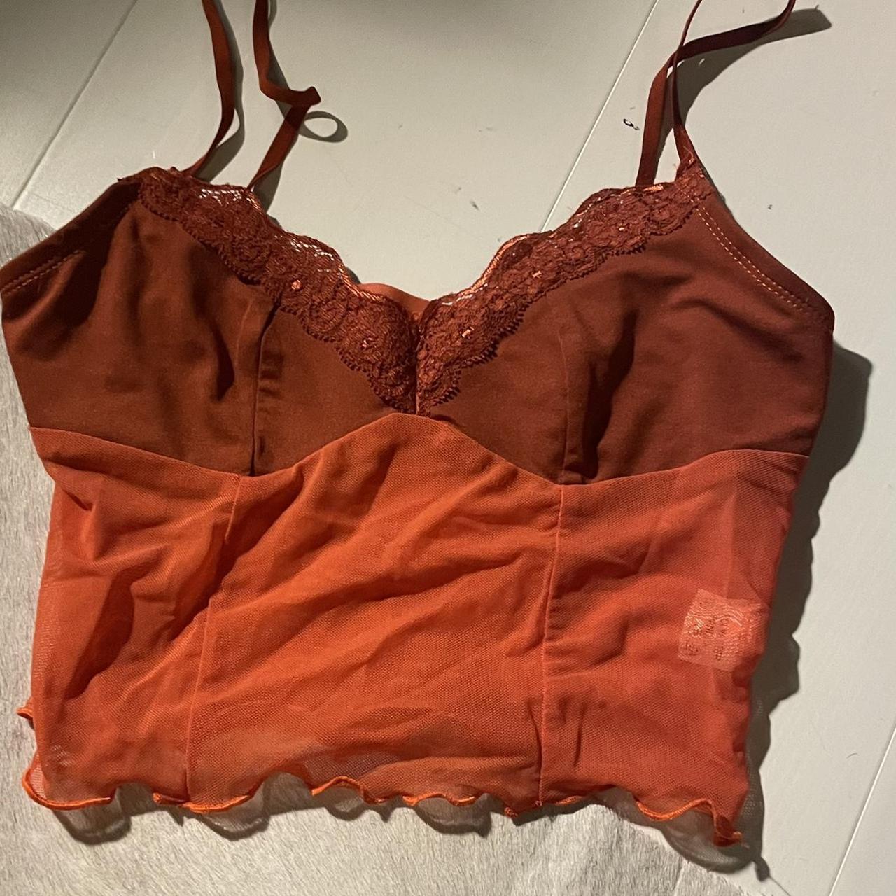 Red and orange cami crop top. Size 6, msg before... - Depop