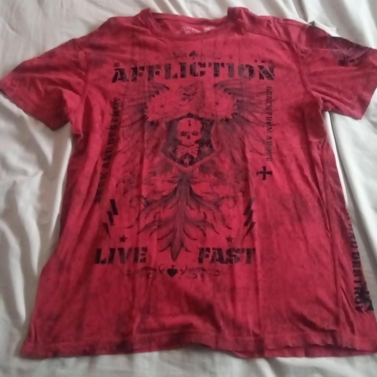 Affliction shirt! Dark red and black t shirt... - Depop