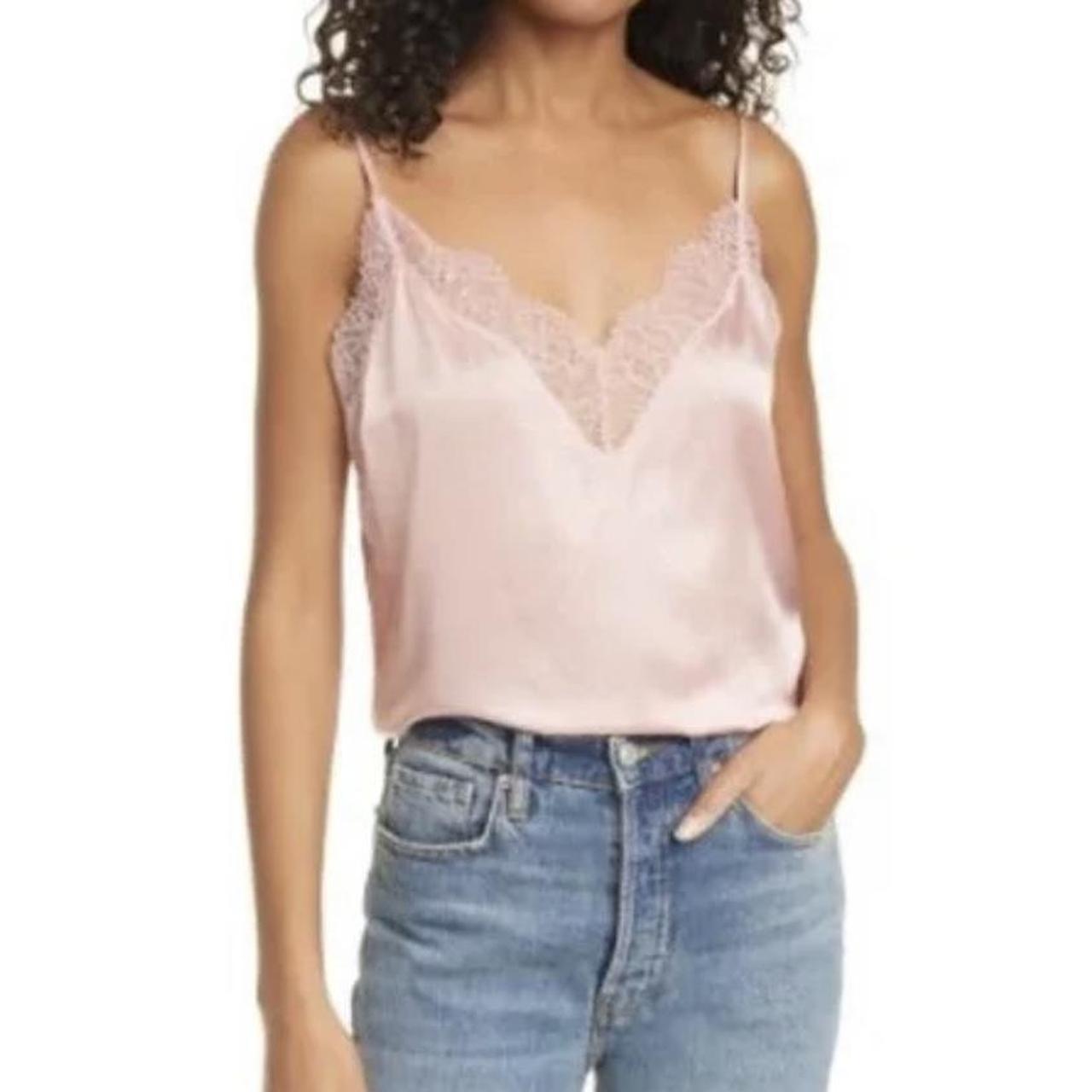 CAMI NYC light pink lace and silk/satin slip... - Depop