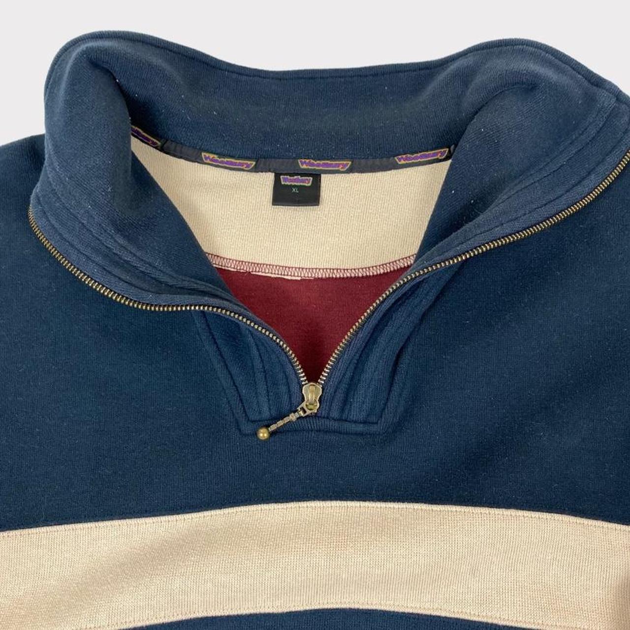Vintage 90s Quarter Zip Sweatshirt Burgundy , navy... - Depop